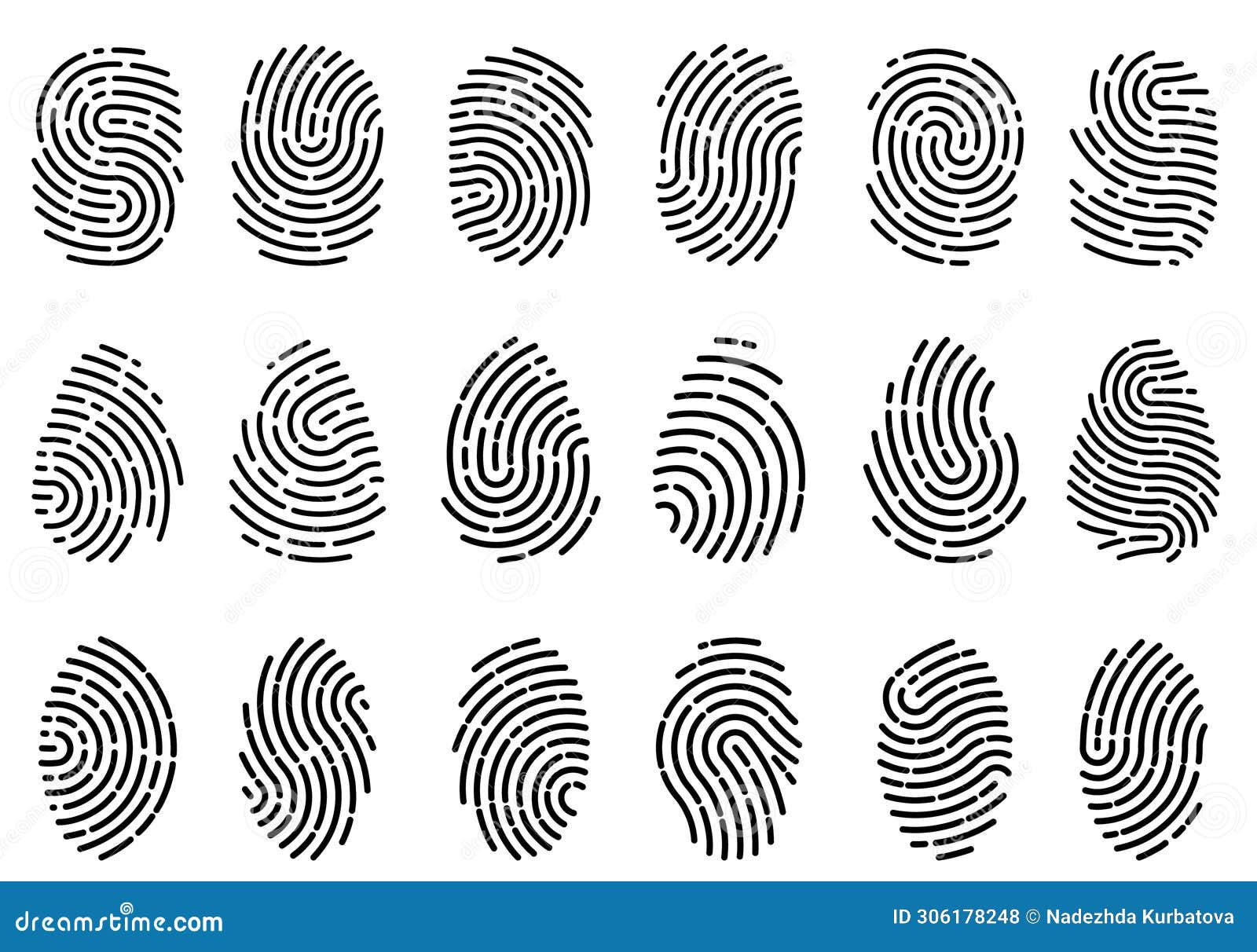 Finger Prints. Different Scanning Fingerprints. Human ID Pictograms ...
