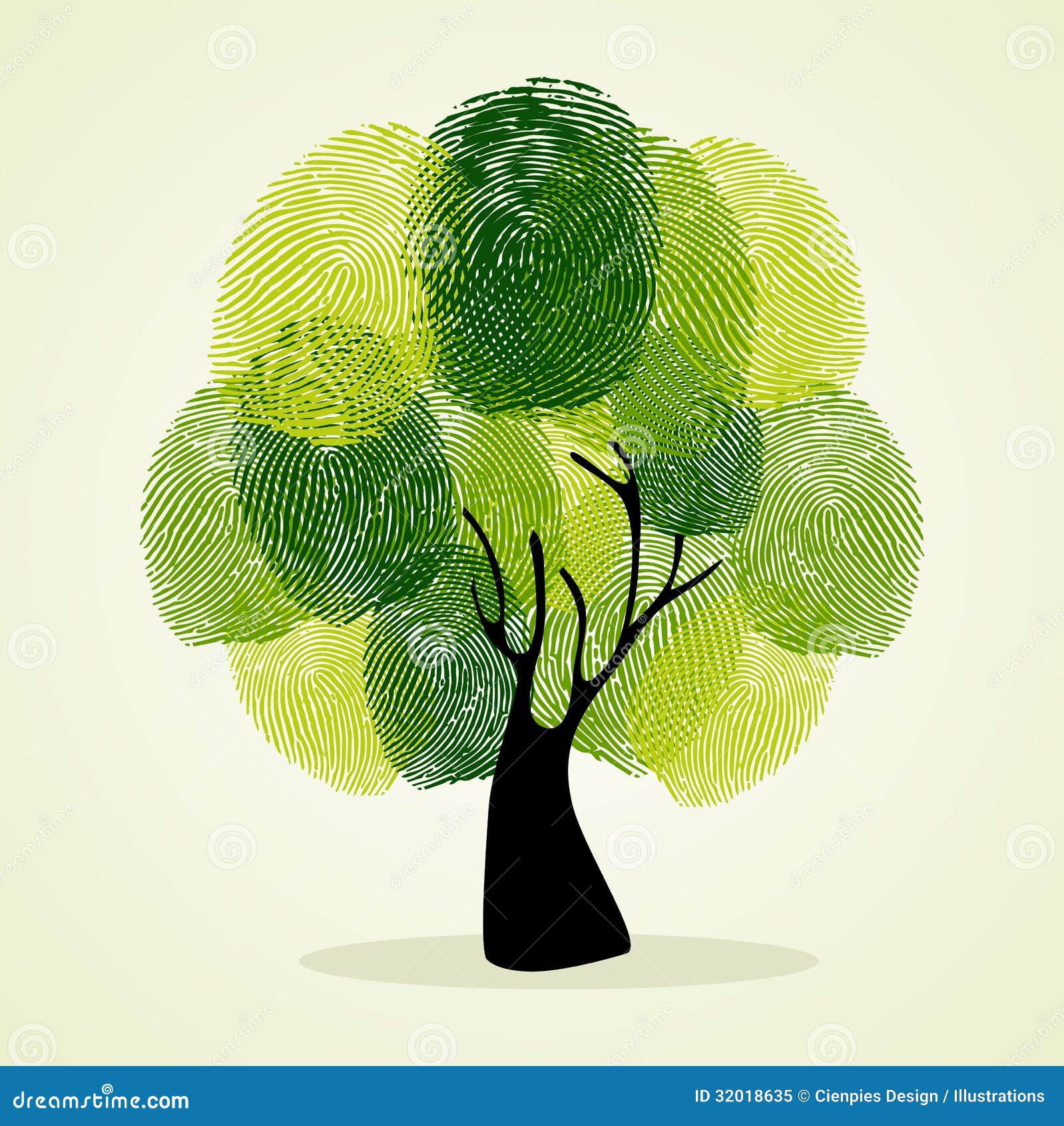 Finger Prints Tree Background Set Stock Vector - Illustration of asian ...