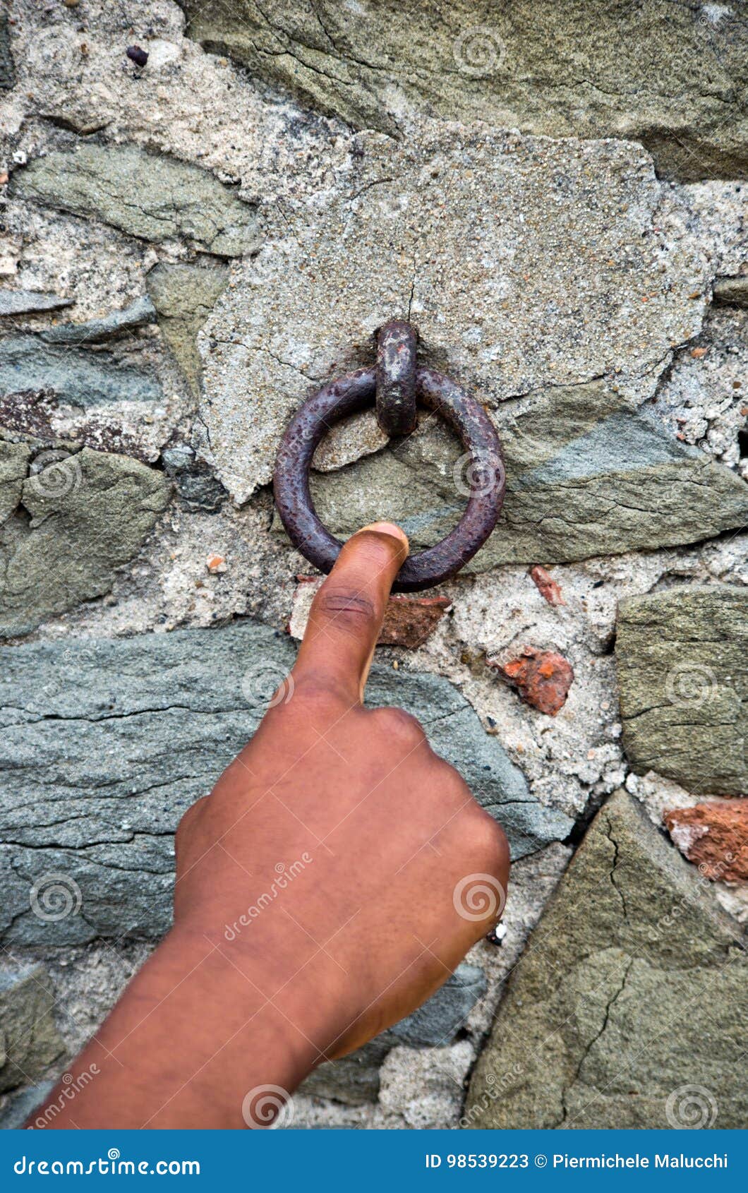 Finger Pulls an Old Rusty Iron Ring Stock Image - Image of climb ...