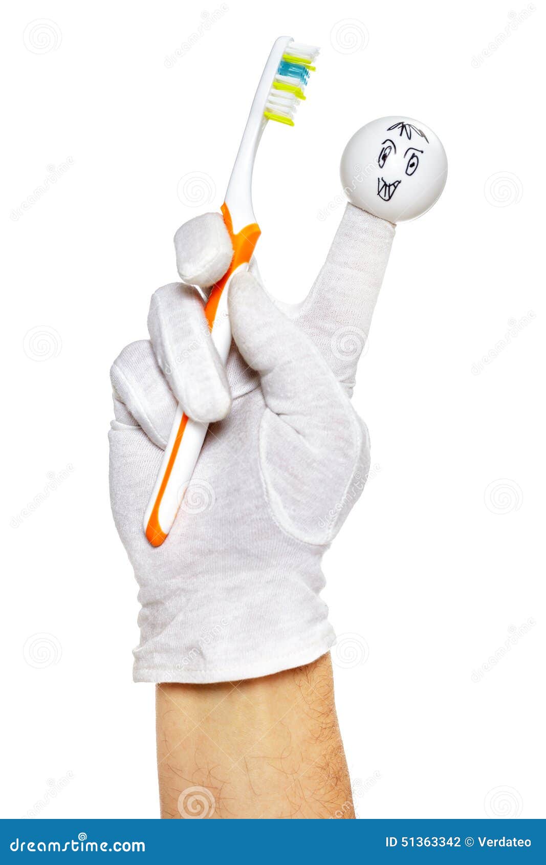 Finger Puppet Holding Tooth Brush Stock Photo - Image of tooth, hand ...
