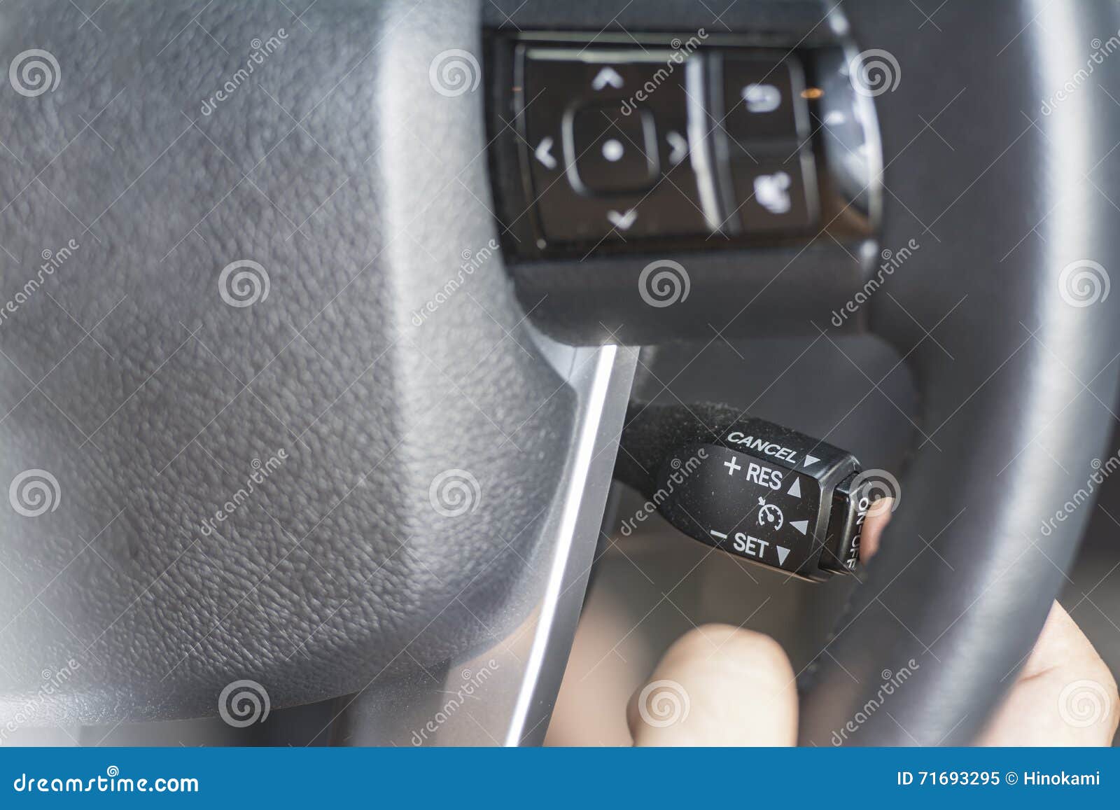 The Finger Push a Button on the Car Steering Wheel Stock Image - Image ...