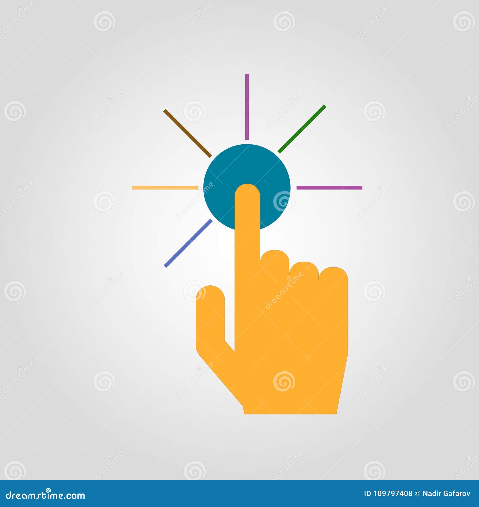 Finger Push Interactive Interface Isolated Flat Vector Poster Stock ...