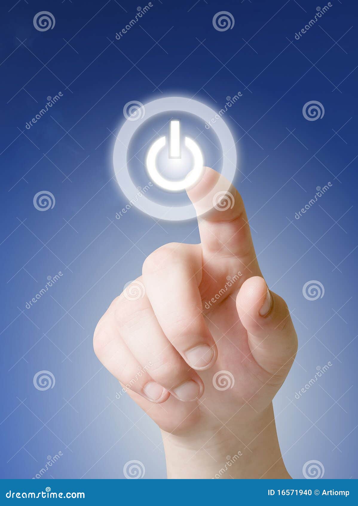 Finger Push on Power Button Stock Photo - Image of keyboard, creativity ...