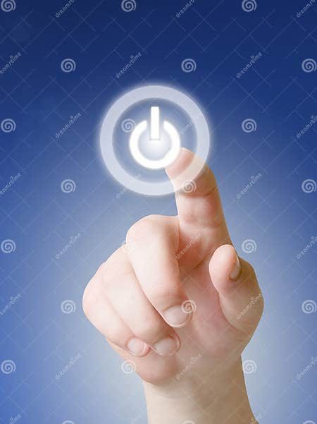 Finger Push on Power Button Stock Photo - Image of keyboard, creativity ...