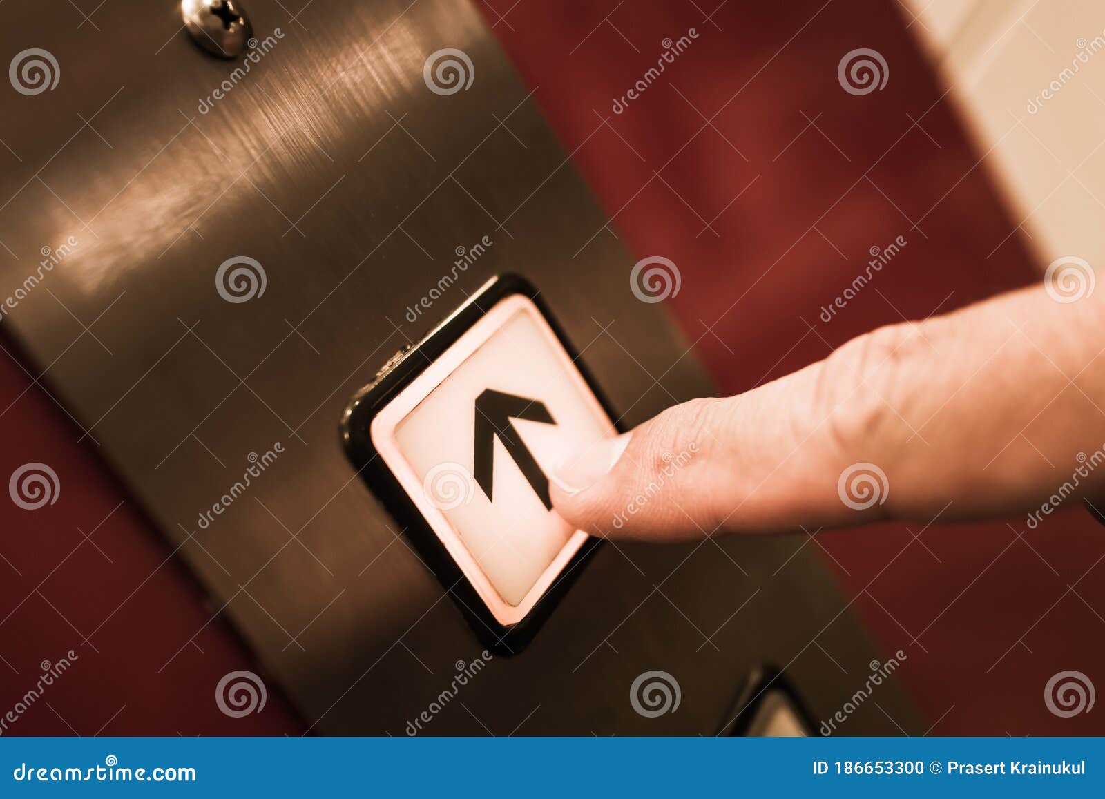 Finger Push a Up Button of the Elevator Stock Photo - Image of buttons ...