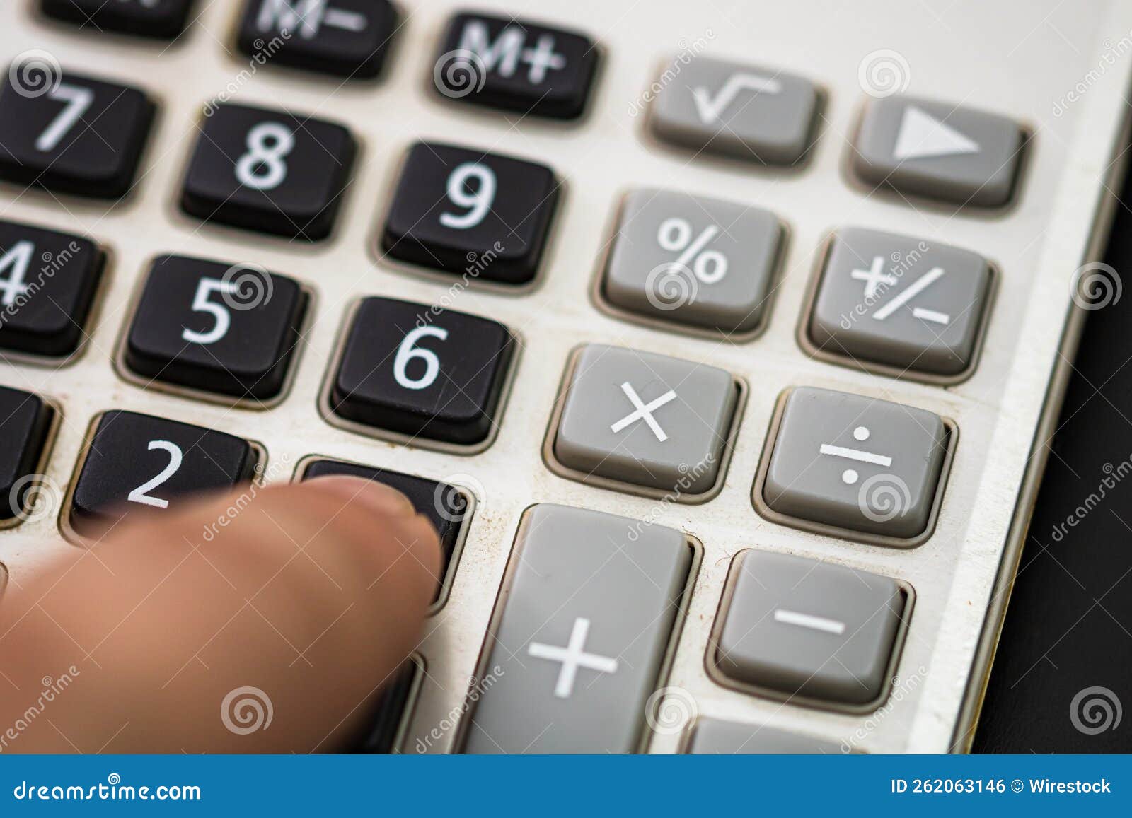 Finger Pushing the Button Calculator Stock Photo - Image of numbers ...