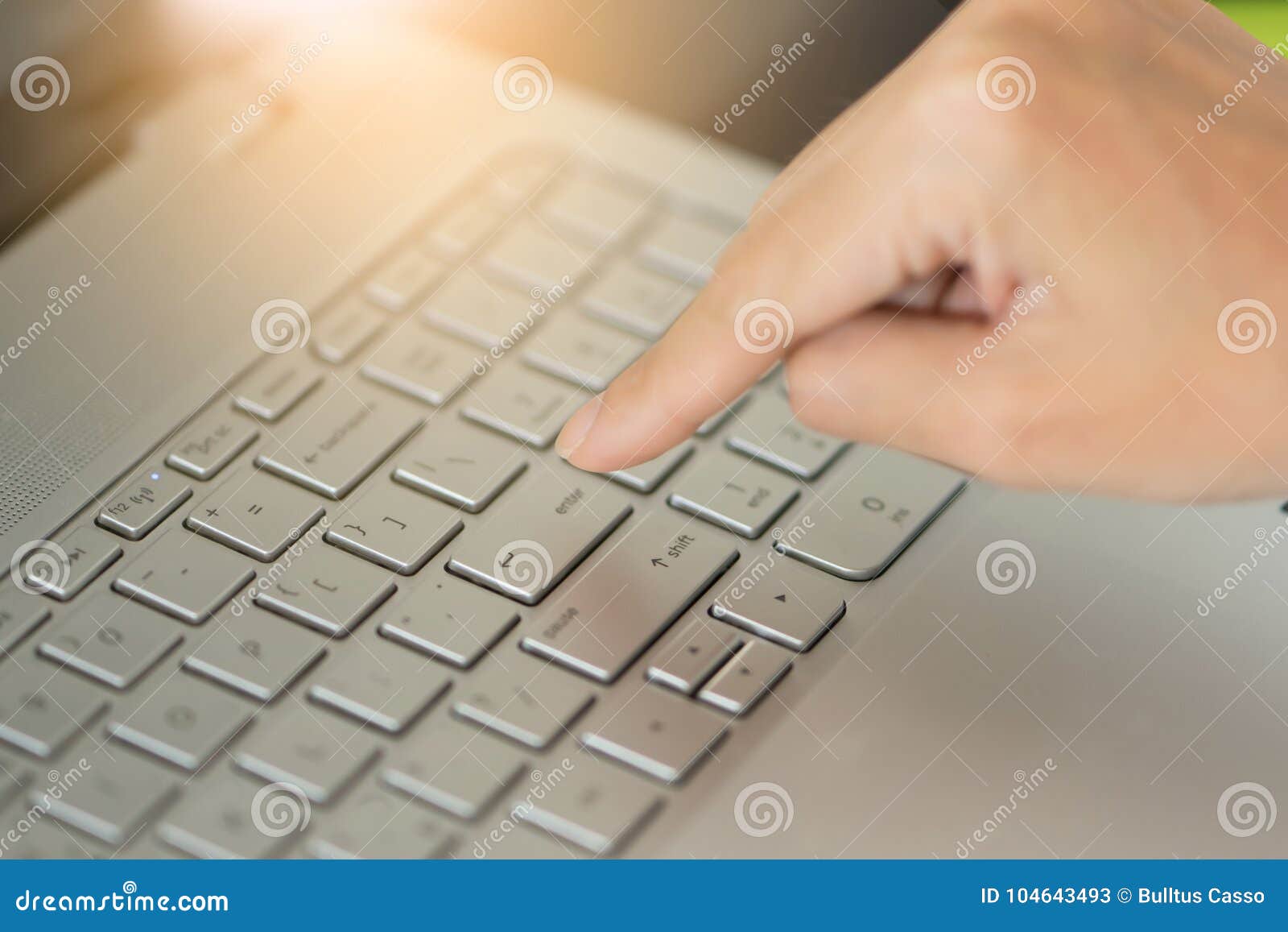Finger Pushing the Button of Keyboard Stock Image - Image of touching ...