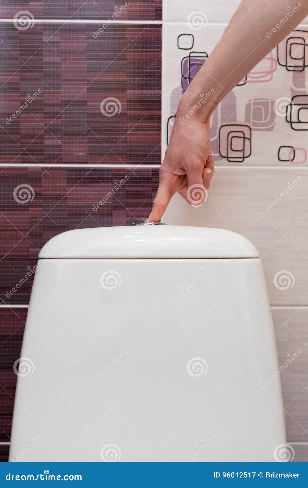 Finger Pushing Button and Flushing Toilet Stock Image - Image of pull ...