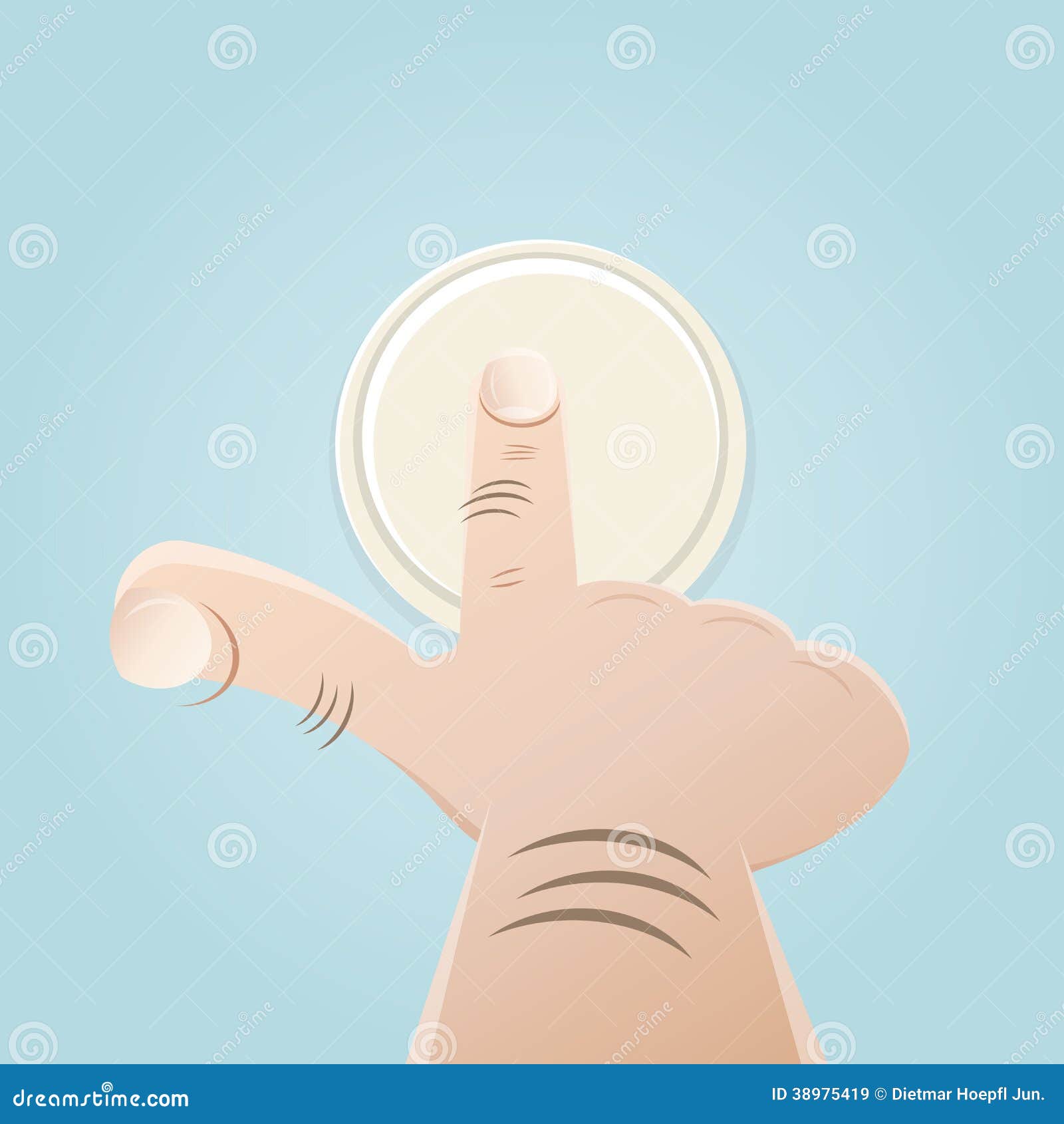 Finger pushing button stock vector. Illustration of blue - 38975419