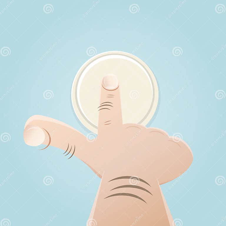 Finger pushing button stock vector. Illustration of blue - 38975419