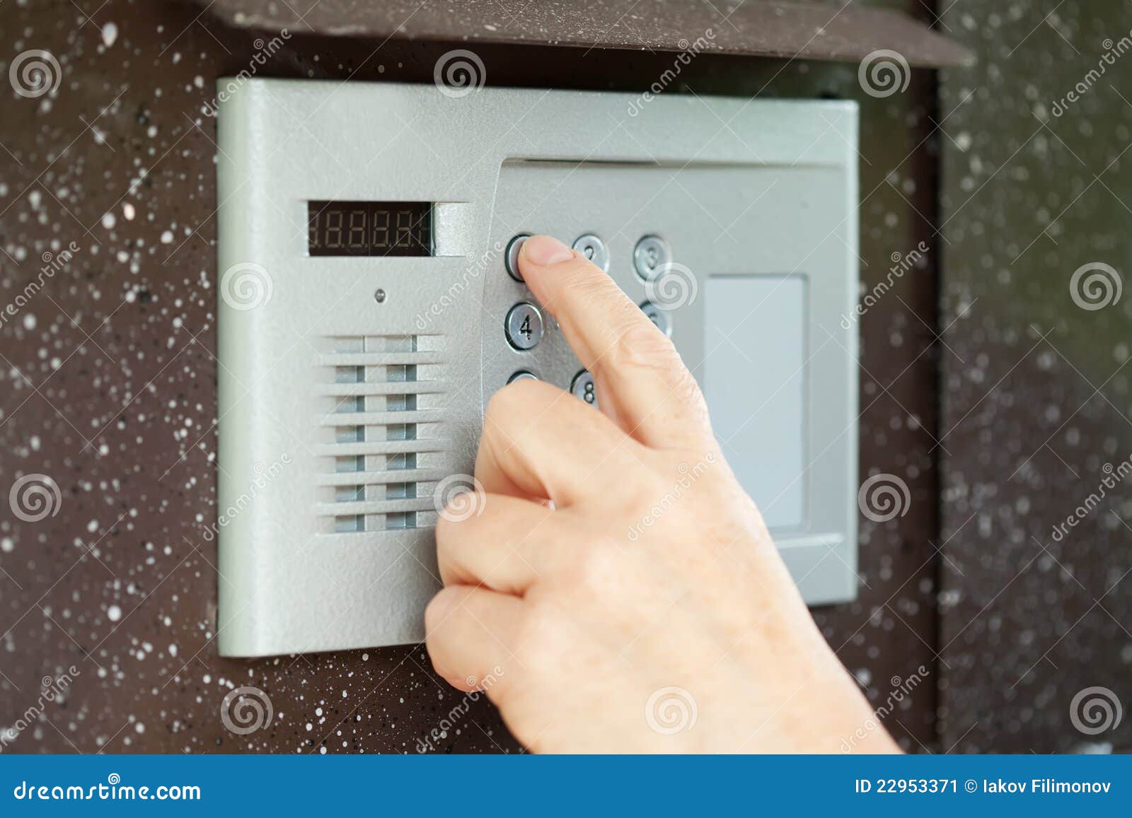 Finger Pushing Button of Intercom Stock Image - Image of entrance ...