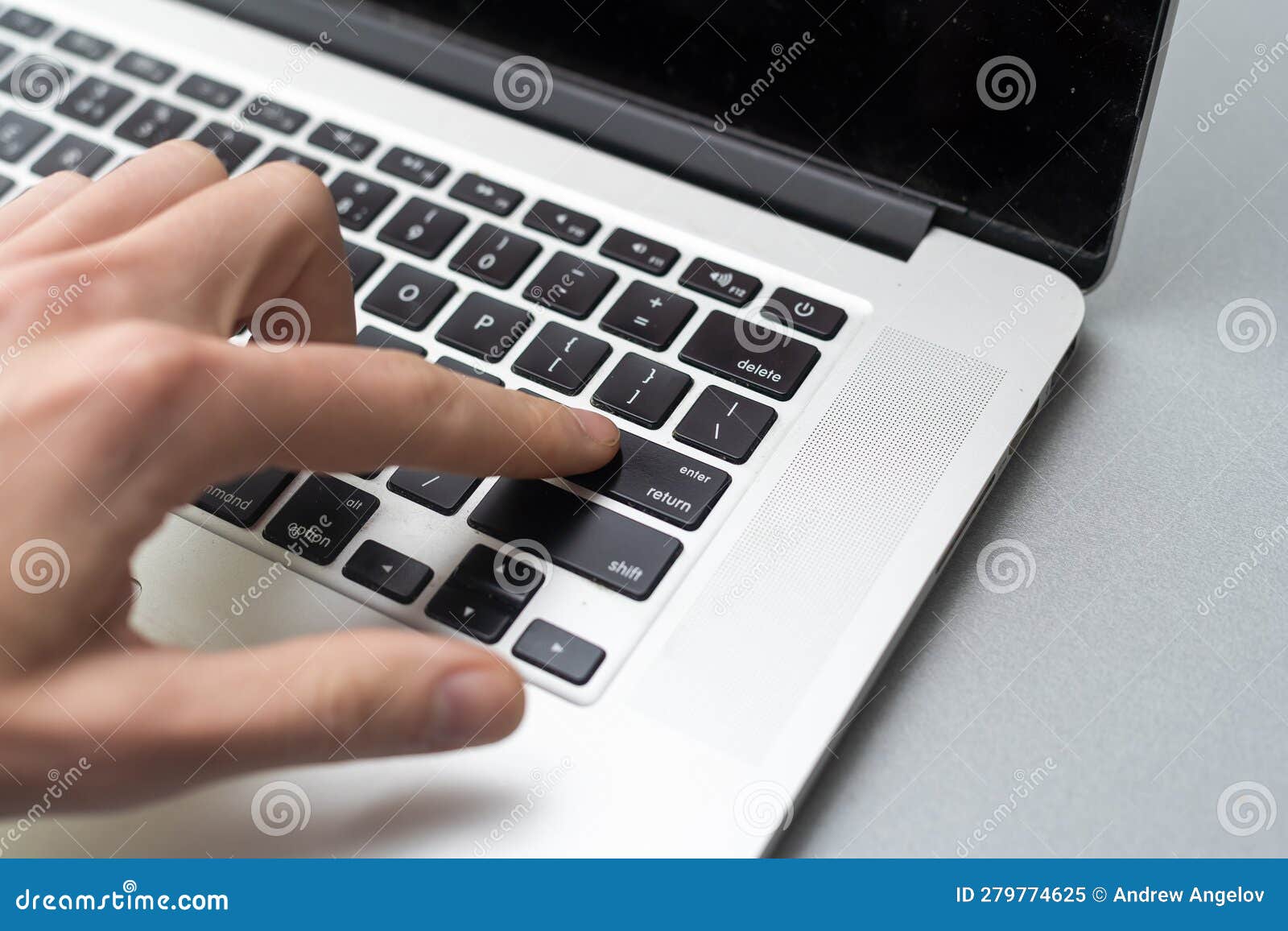 Finger Pushing the Button of Keyboard Stock Image - Image of desktop ...