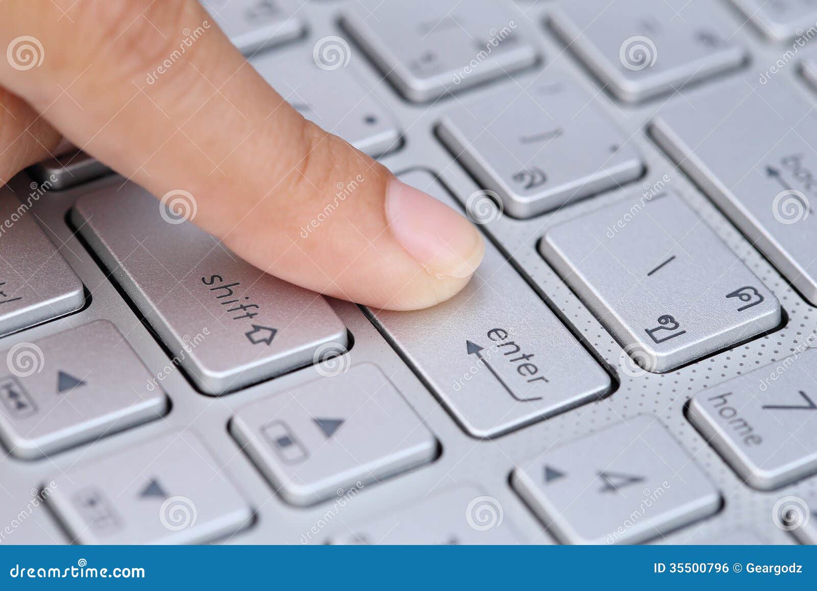 Finger Pushing The Button Of Keyboard Stock Photo - Image of human ...