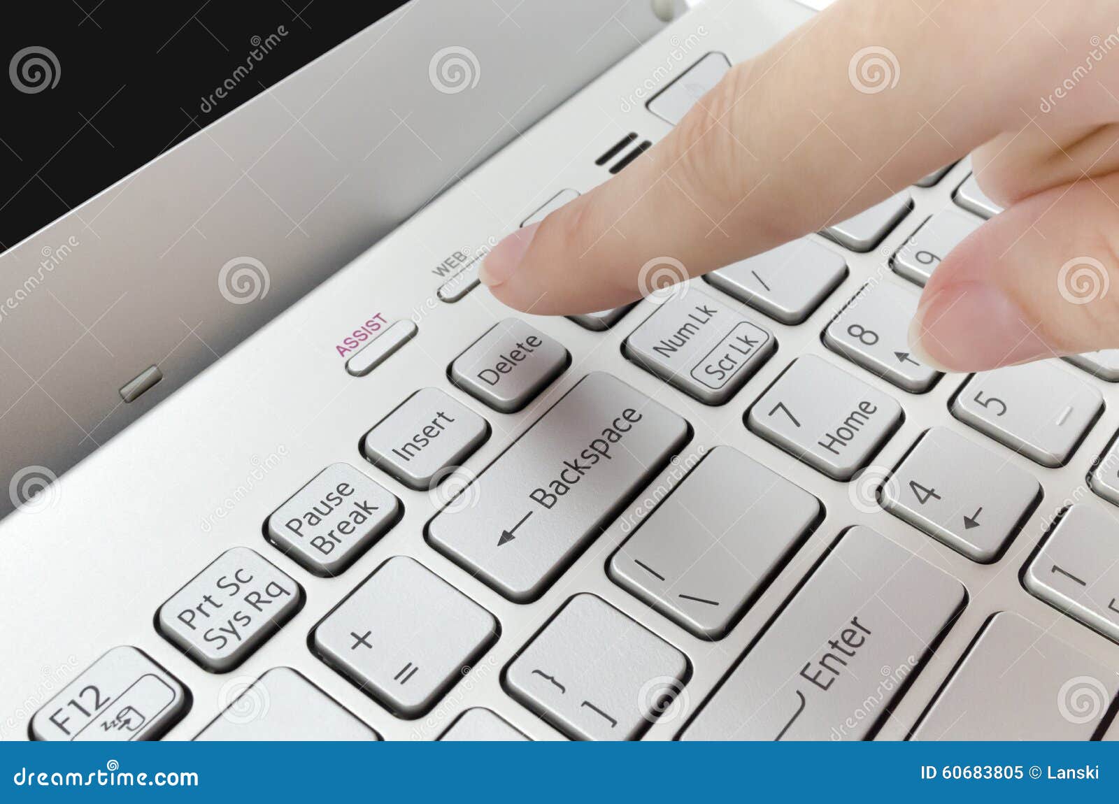 Finger Pushing Delete Button Stock Image - Image of delete, hand: 60683805