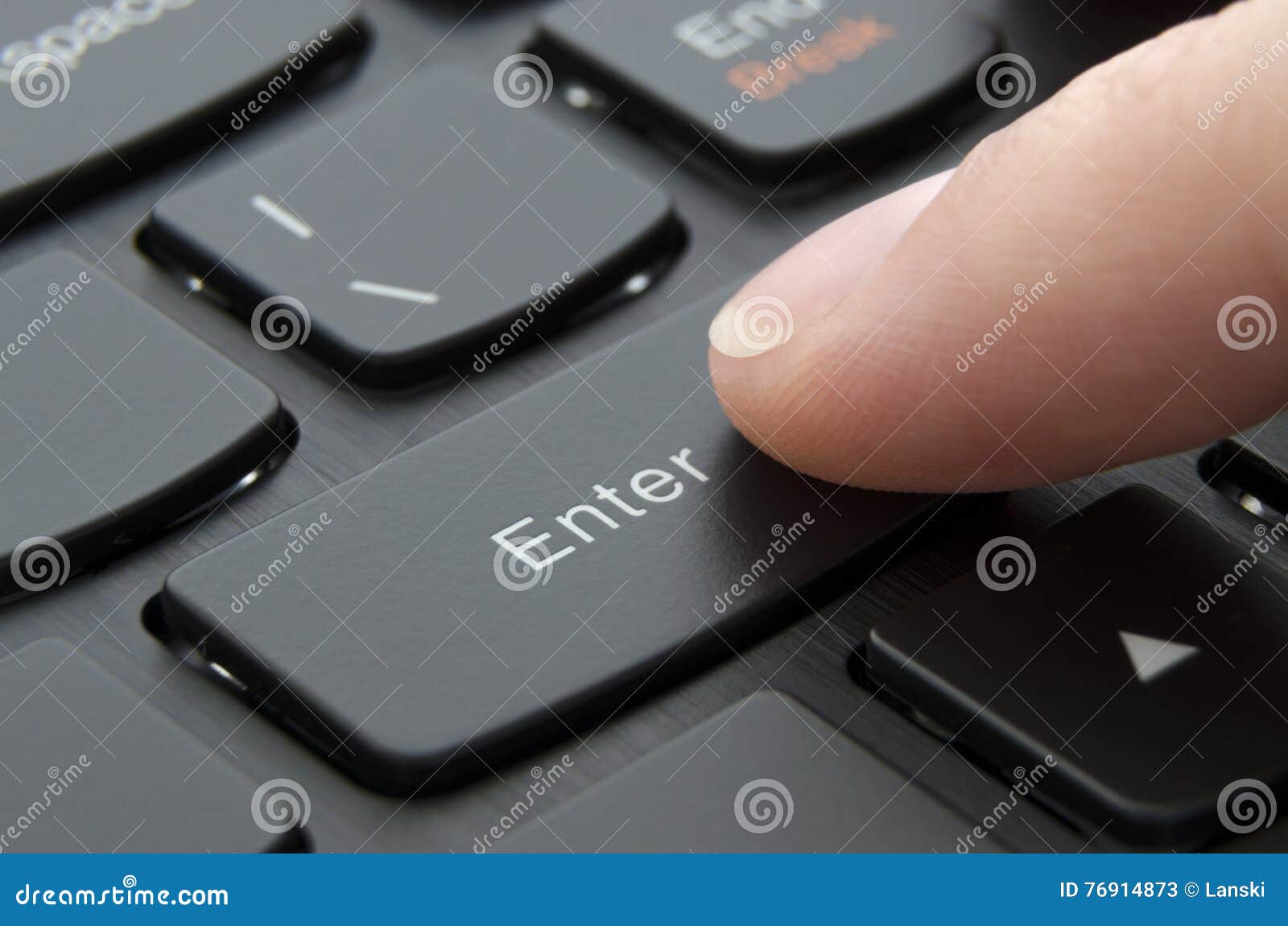 Finger Pushing Enter Black Button Stock Image - Image of push, internet ...