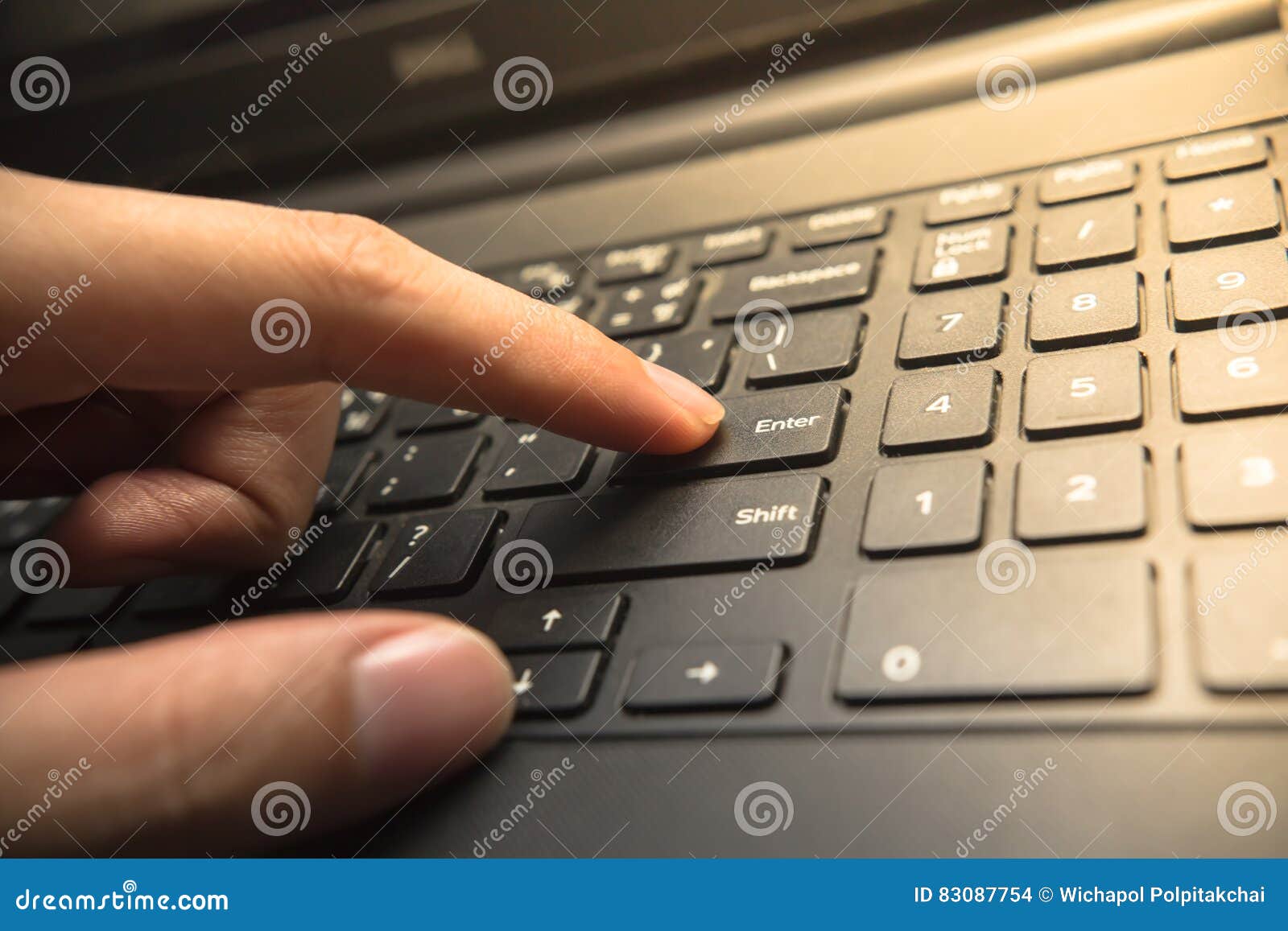 Finger Pushing the Enter Button of Keyboard Stock Photo - Image of ...