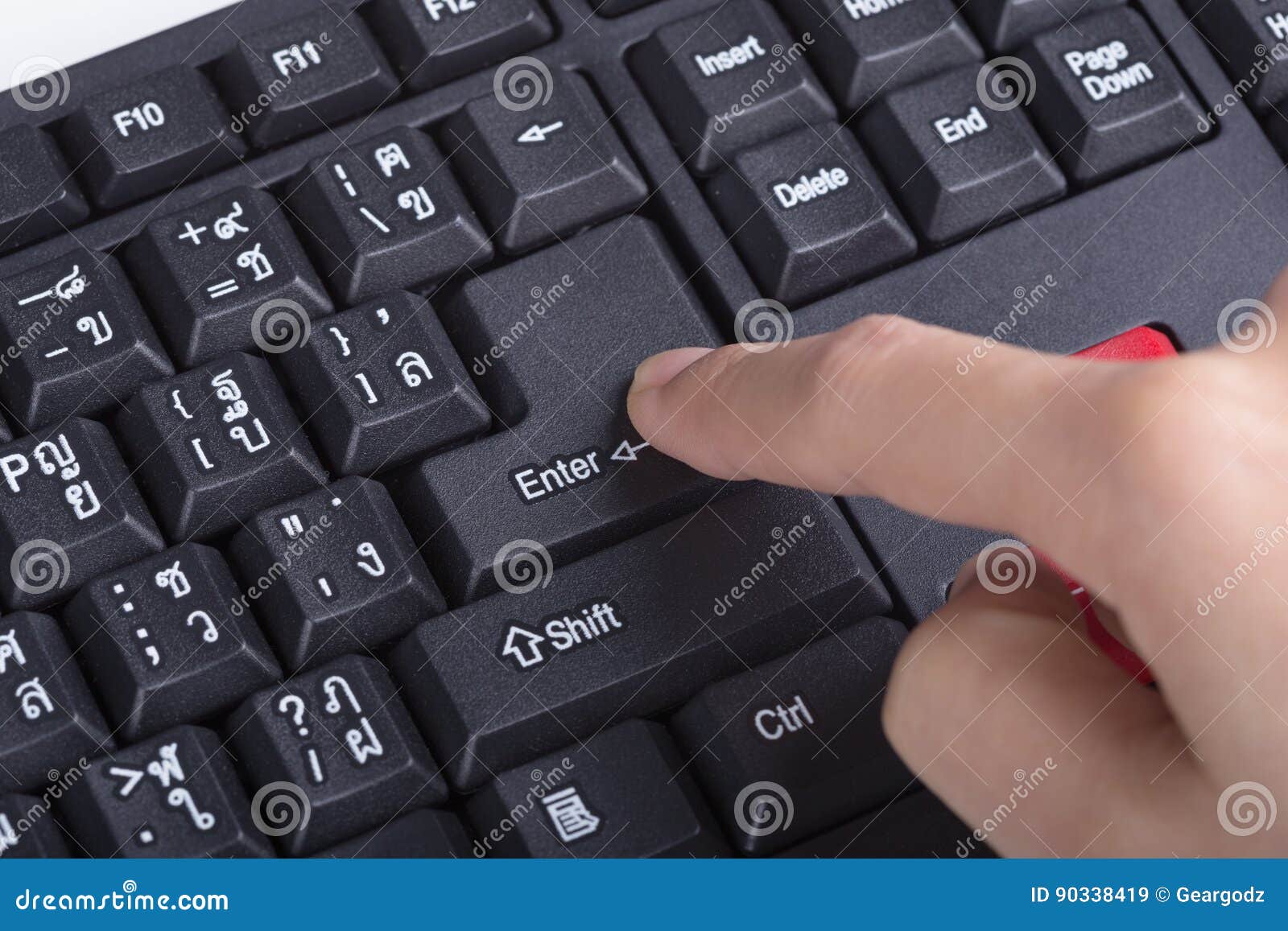 Finger Pushing Enter Button on Keyboard of Computer Stock Image - Image ...