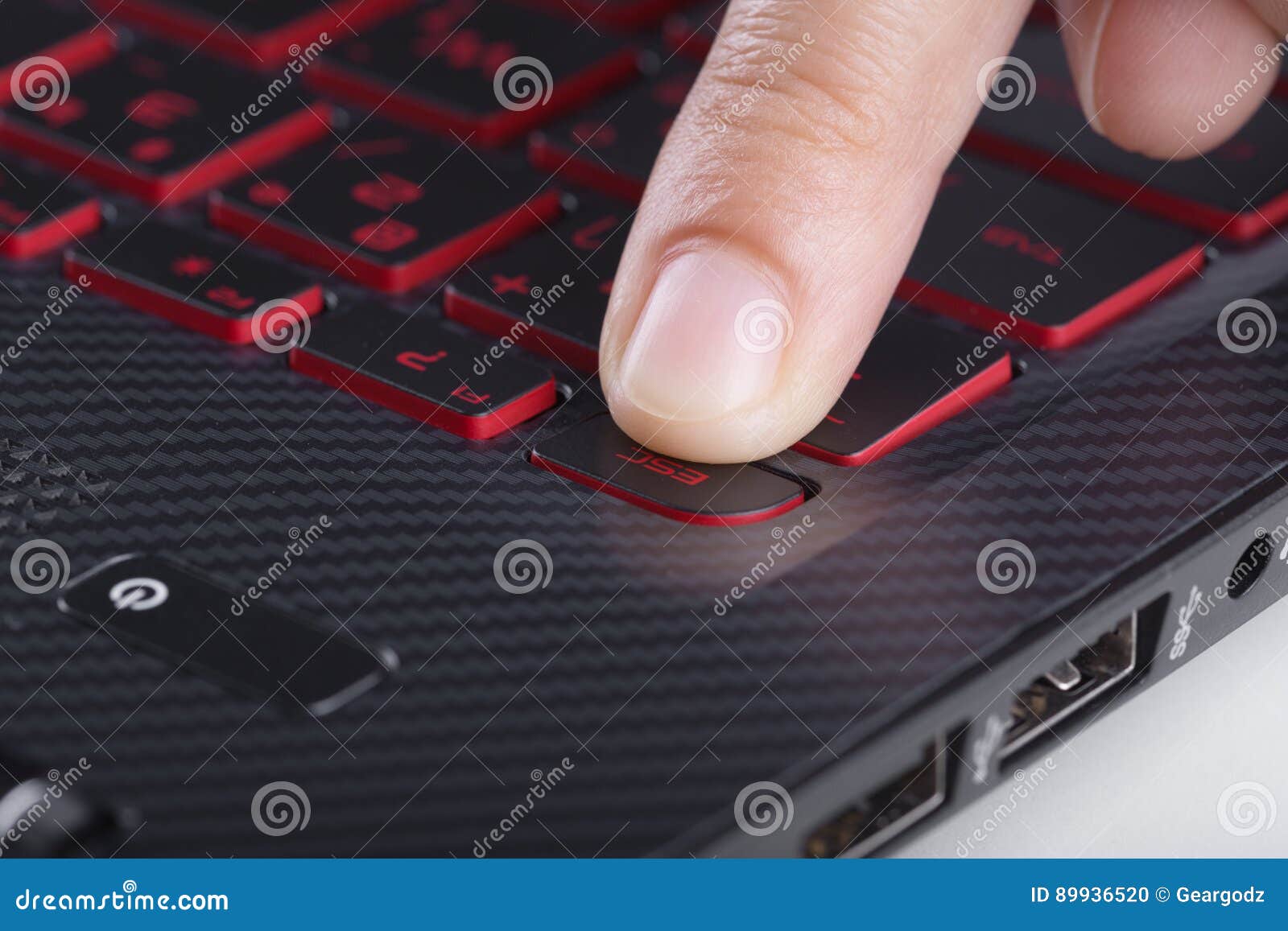 Finger Pushing Esc Button on Laptop Keyboard Stock Photo - Image of ...
