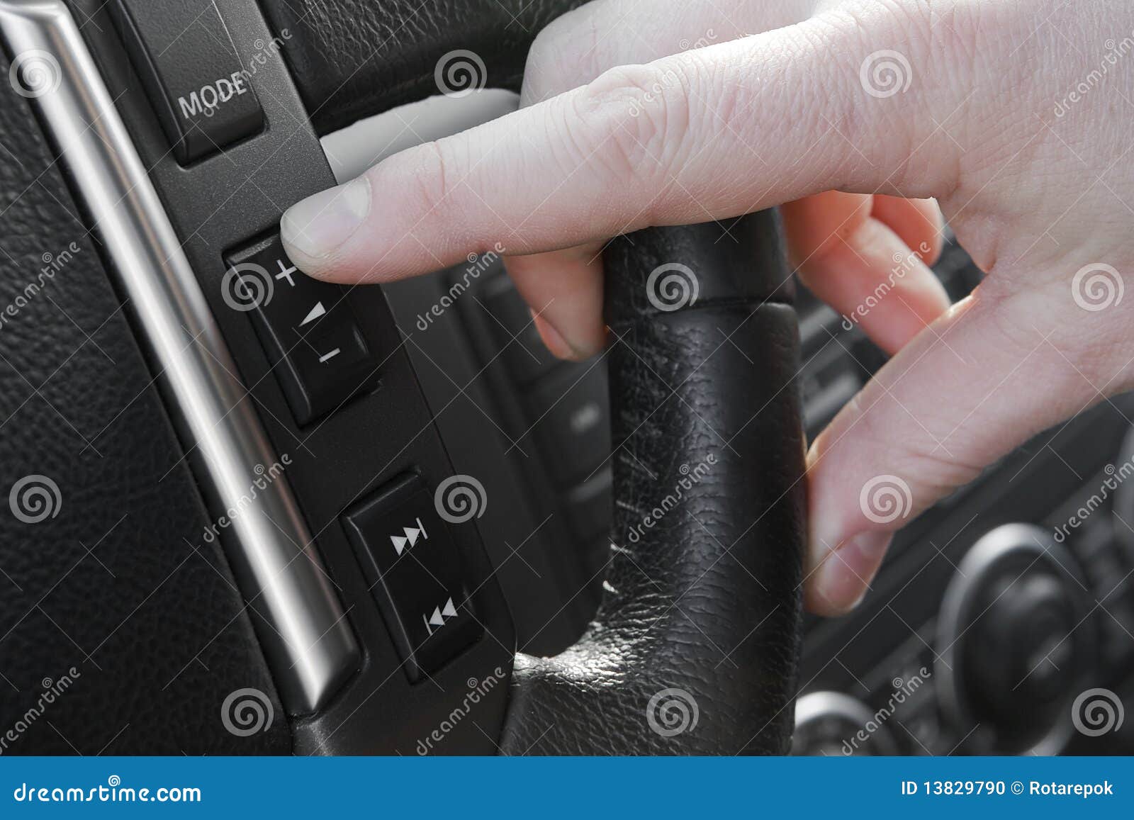 Finger Pushing Increase Volume Button Stock Photo - Image of music ...