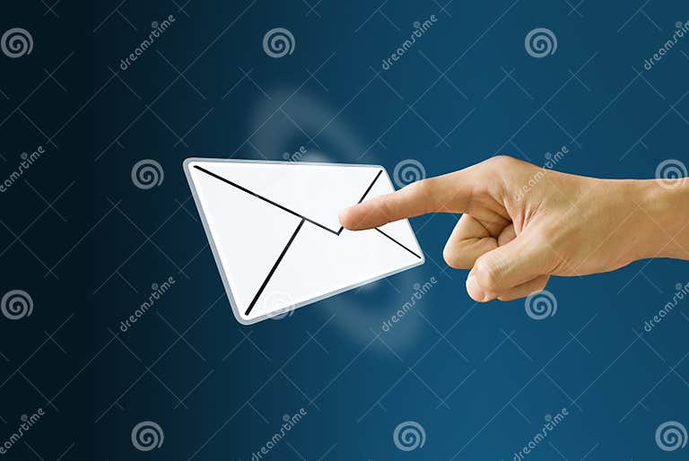 Finger Pushing the Mail Icon Stock Image - Image of graphic, blue: 19802813