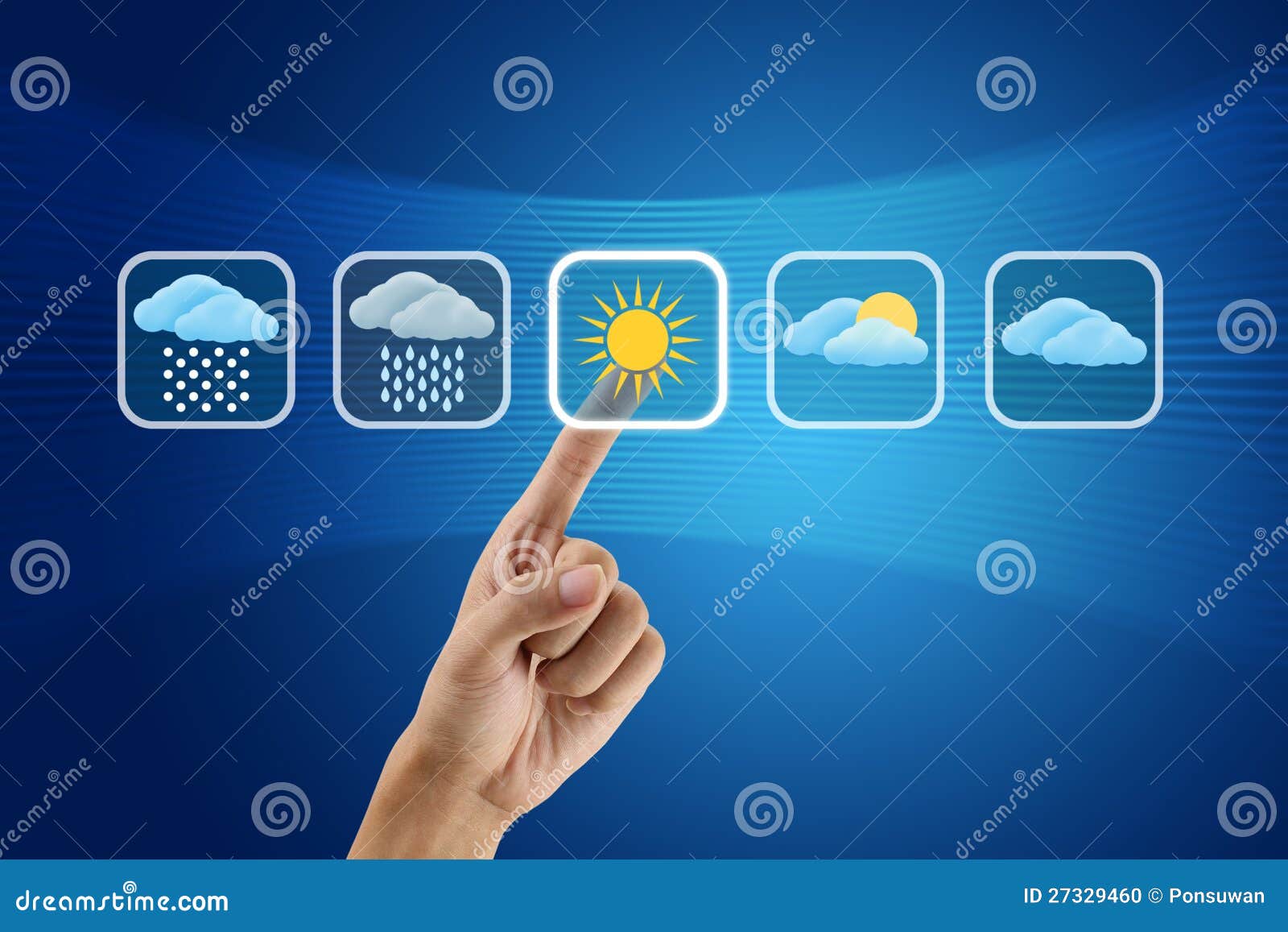 Finger Pushing Weather Icon Stock Illustration - Illustration of ...