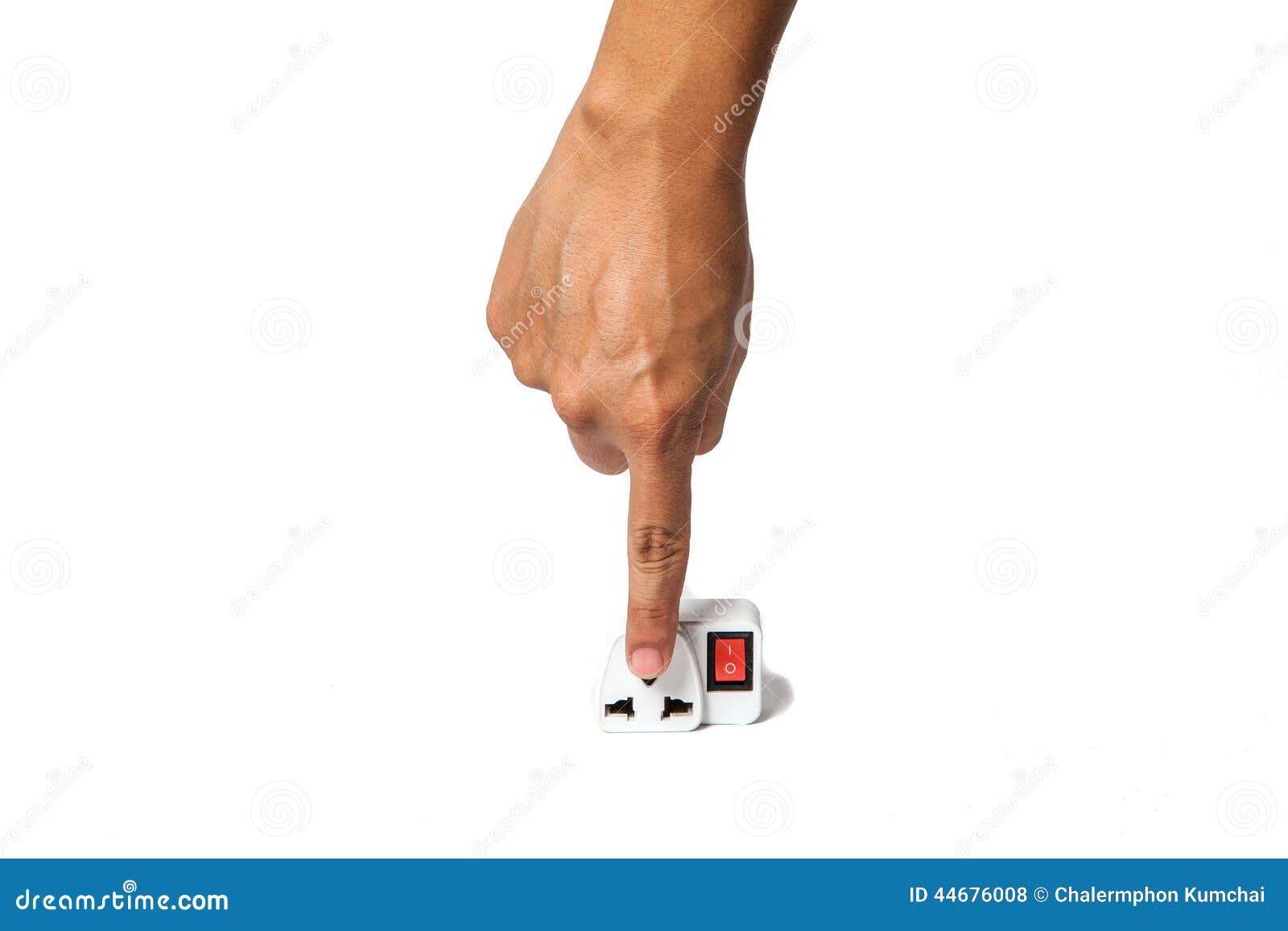 Finger Put in Electric Portable and Adapter Socket Isolated on W Stock ...