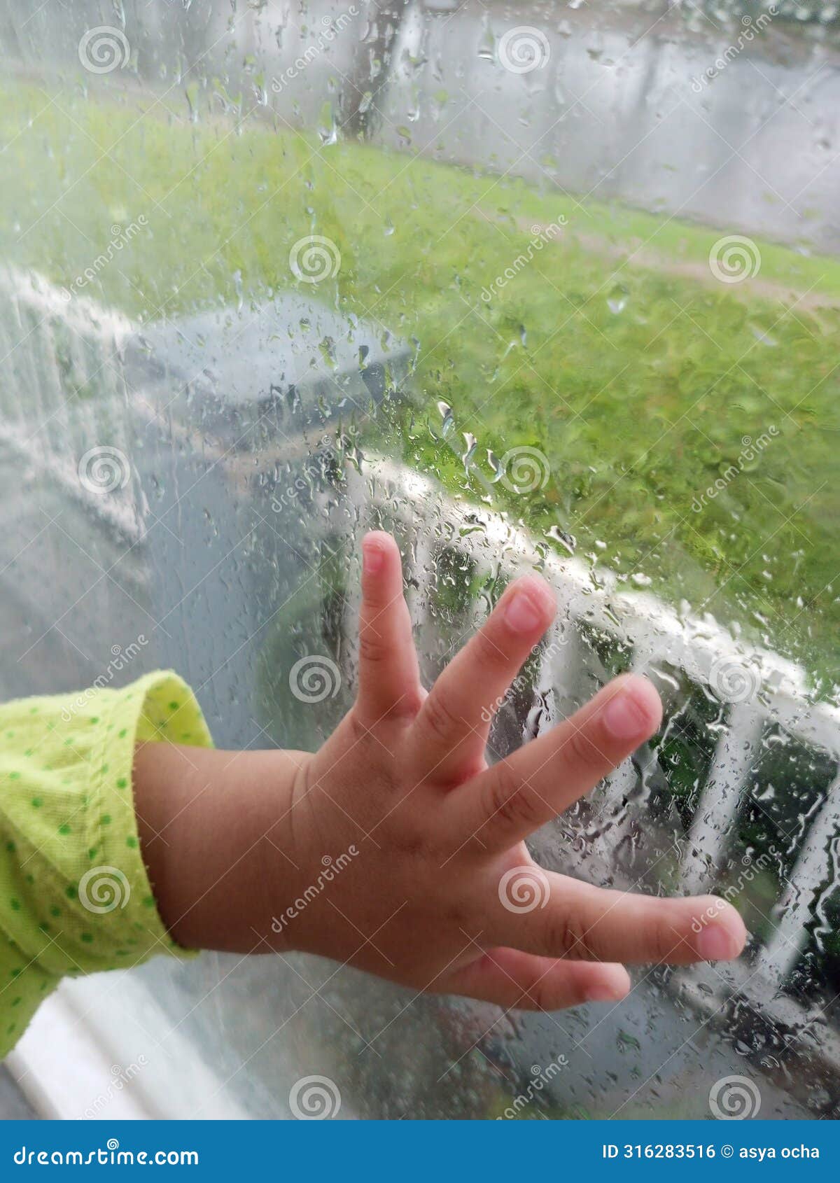 Finger after Rain in the Windows with Good Moment Stock Photo - Image ...