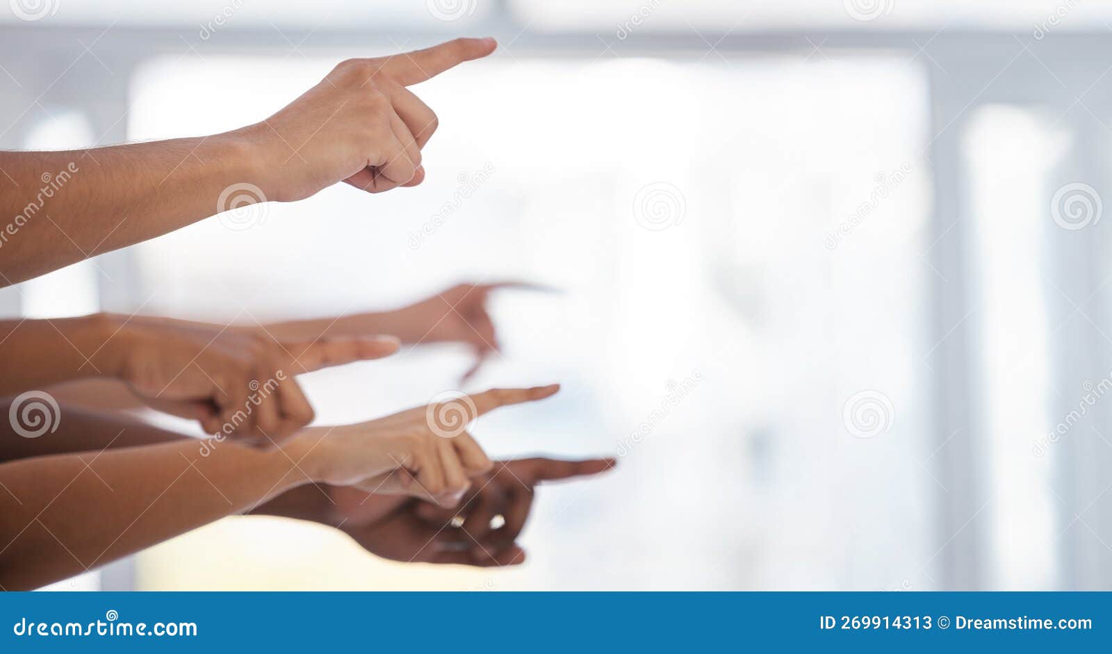 Finger Raise, Group and Office with Space for Mockup, Pointing and ...