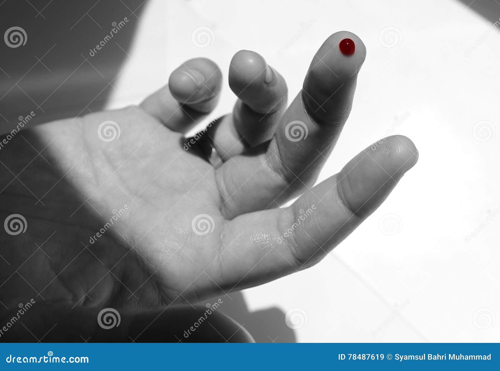 A Finger with Red Blood Drop Stock Image - Image of hand, control: 78487619