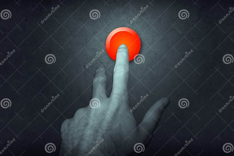 Finger on Red Button stock image. Image of icon, offline - 22902231