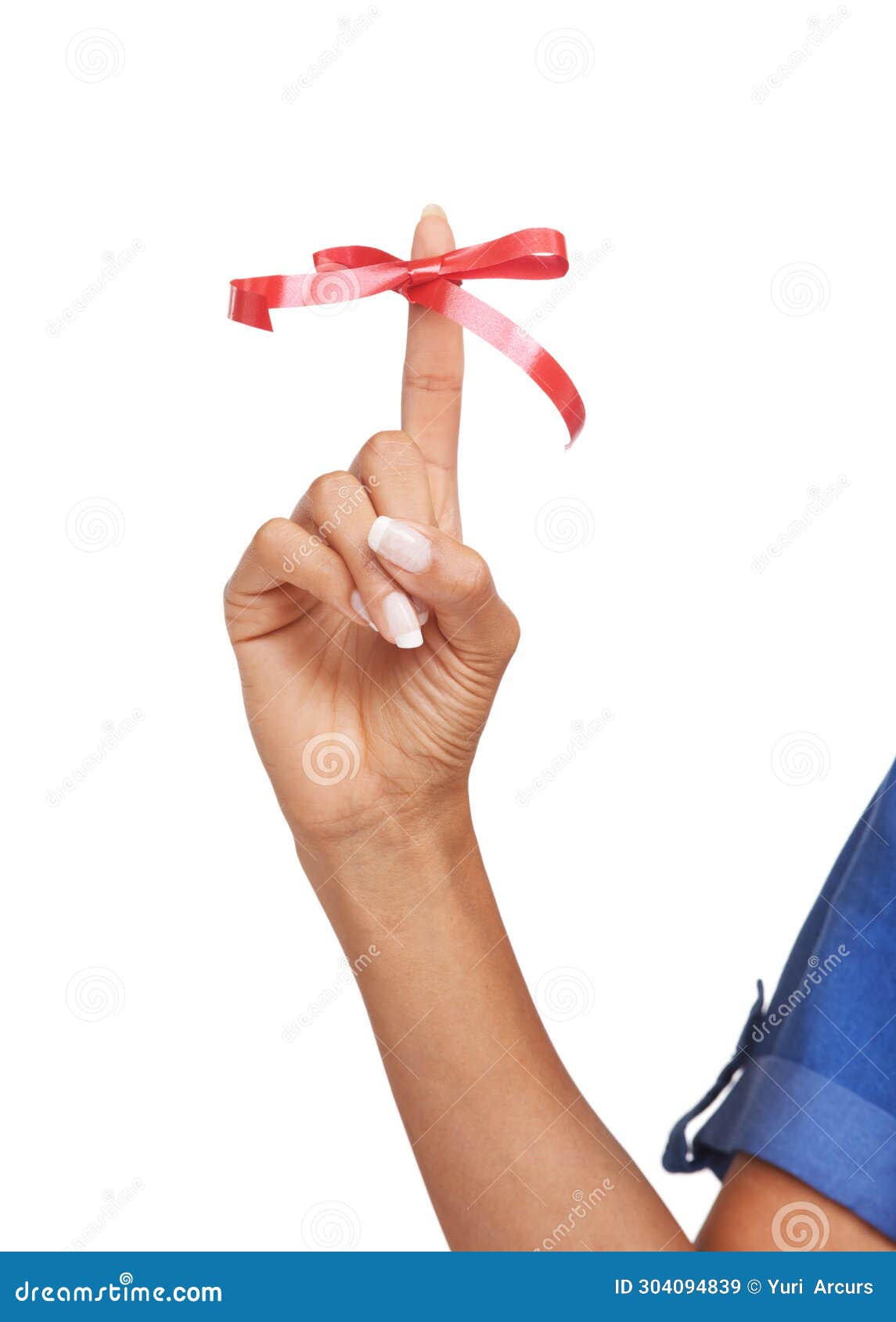 Finger, Ribbon and Red Bow on for Reminder of Event, Commitment or Sign ...