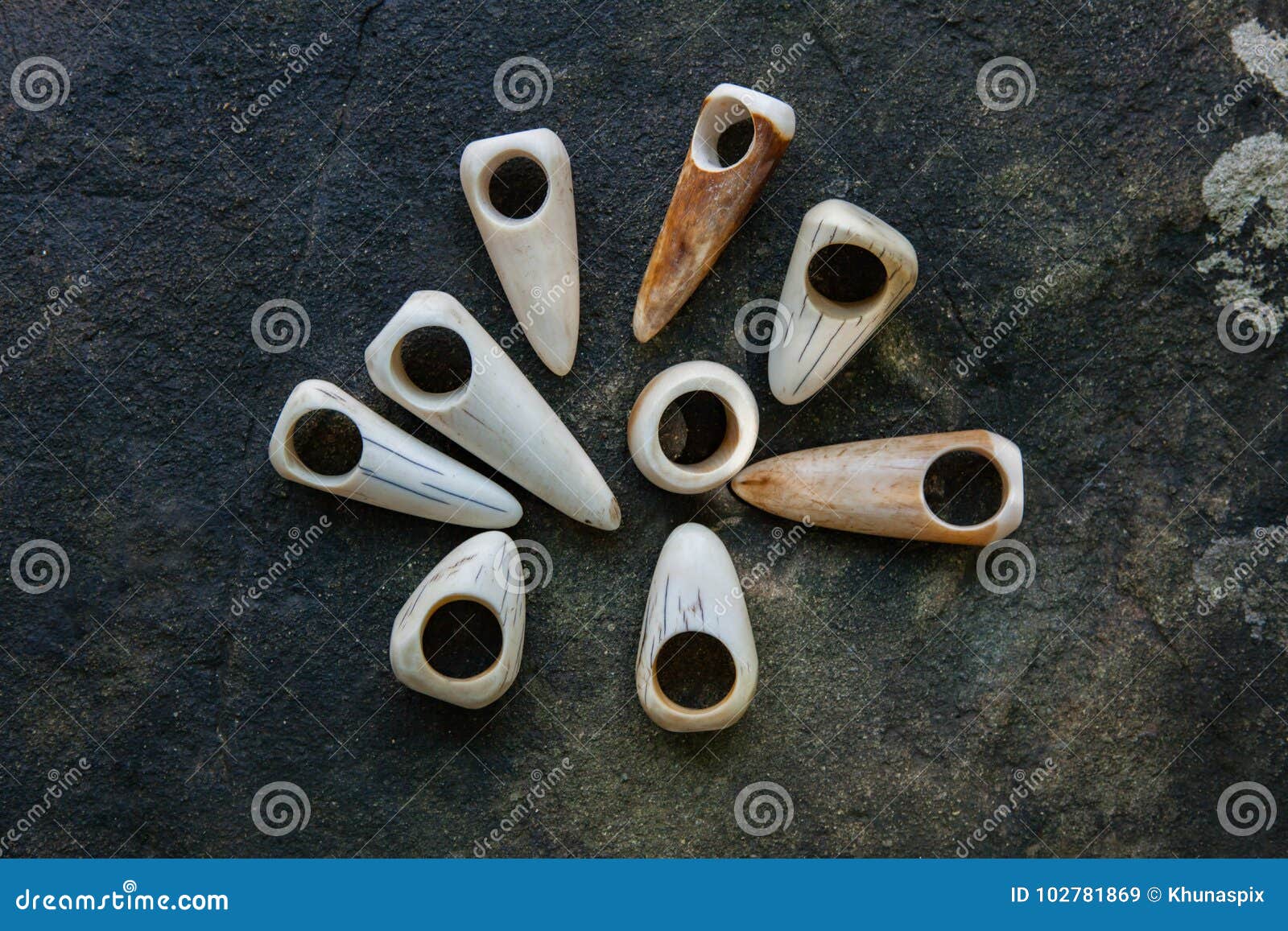 Finger Ring Made from Elephant Ivory on Rock Texture Stock Image ...