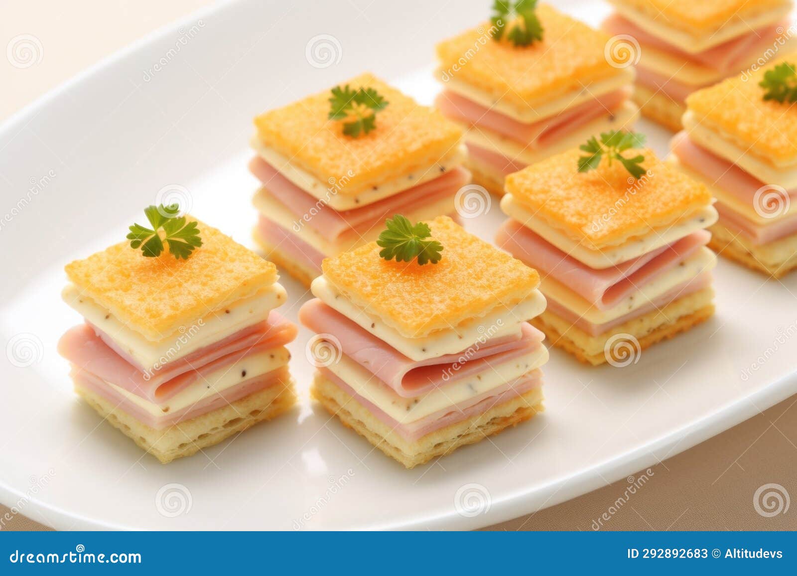 Finger Sandwiches Filled with Cheese and Ham Stock Image - Image of ...