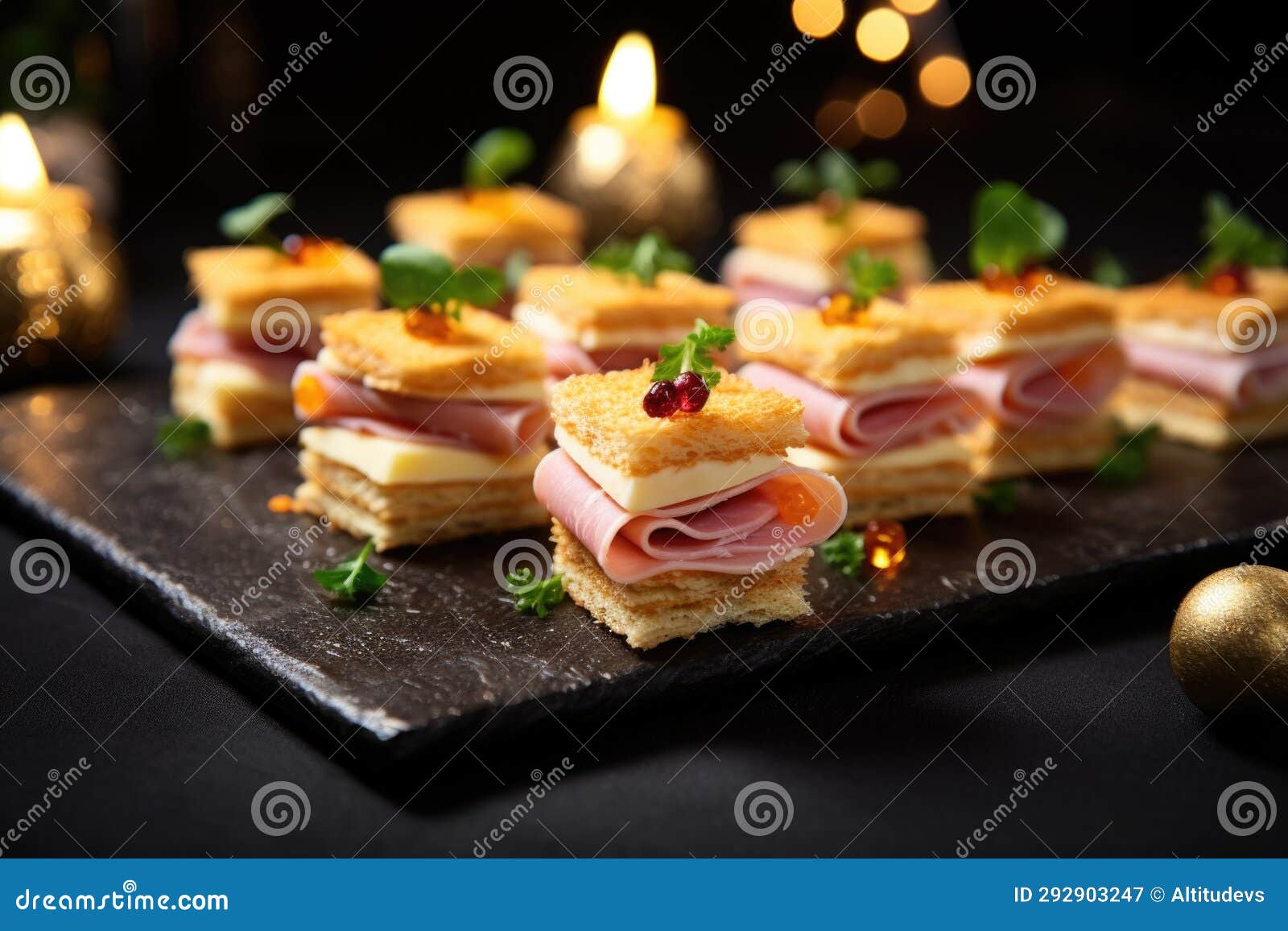 Finger Sandwiches Filled with Cheese and Ham Stock Image - Image of ...