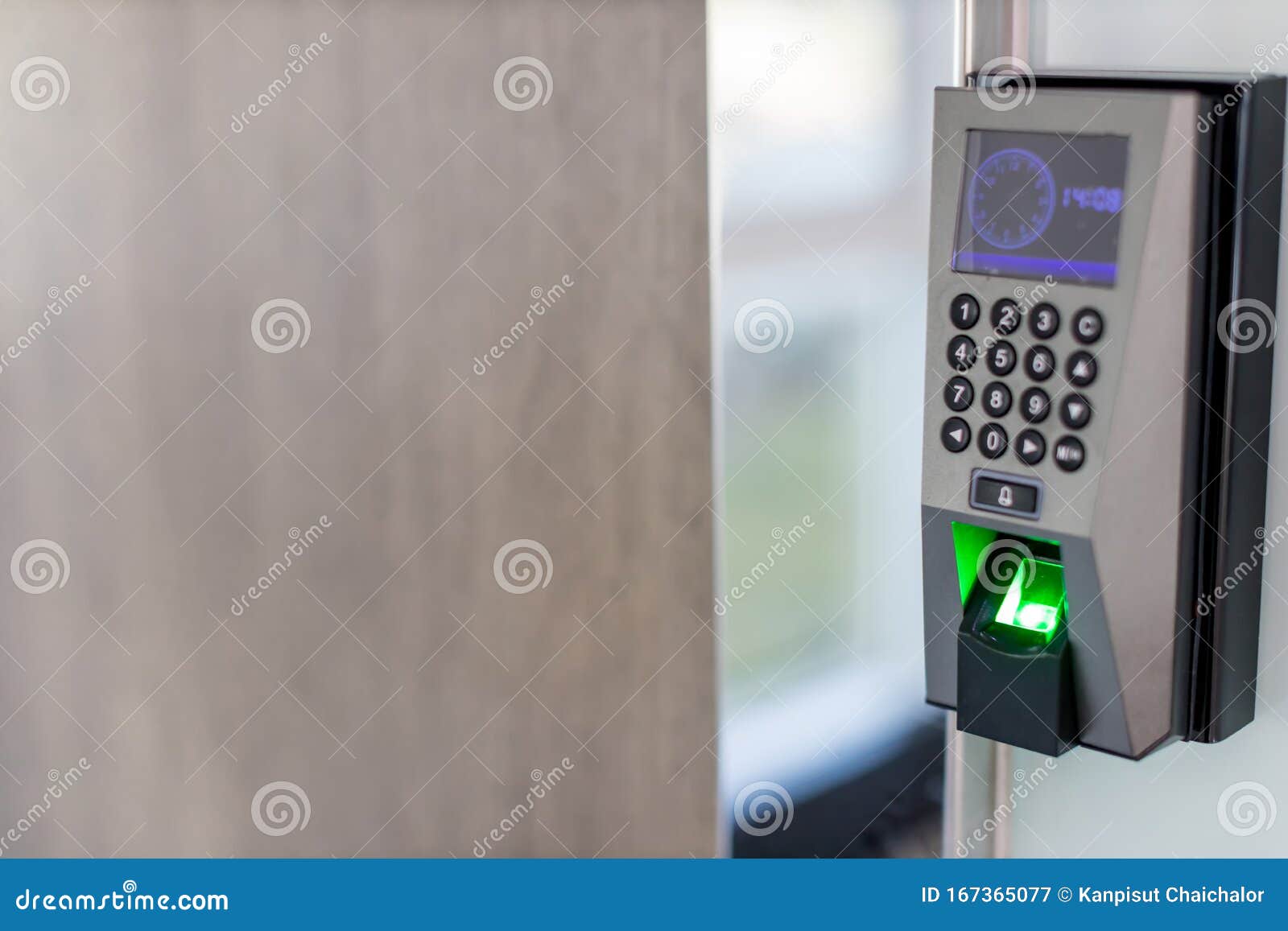 Finger Scan on Machine Security Concept and Safety. Soft Focus on Hand ...