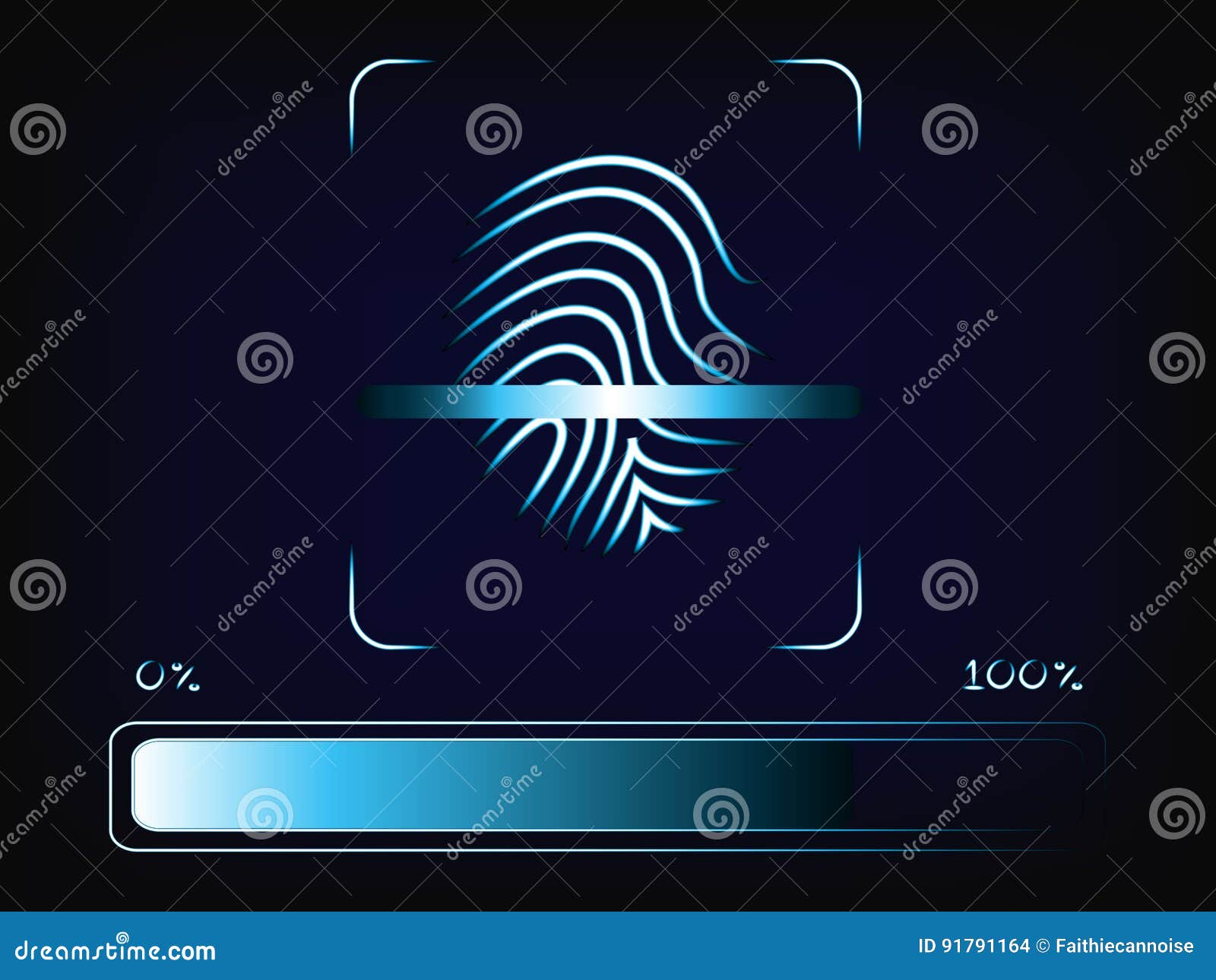 Finger Scanner with Progress Bar Loading Stock Vector - Illustration of ...