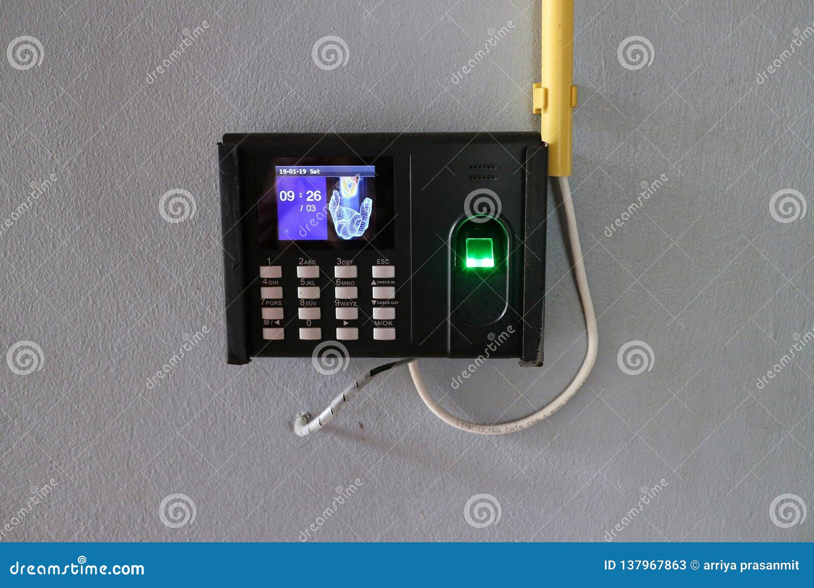 Finger Scanner on the Wall. Stock Image - Image of scanner, wall: 137967863