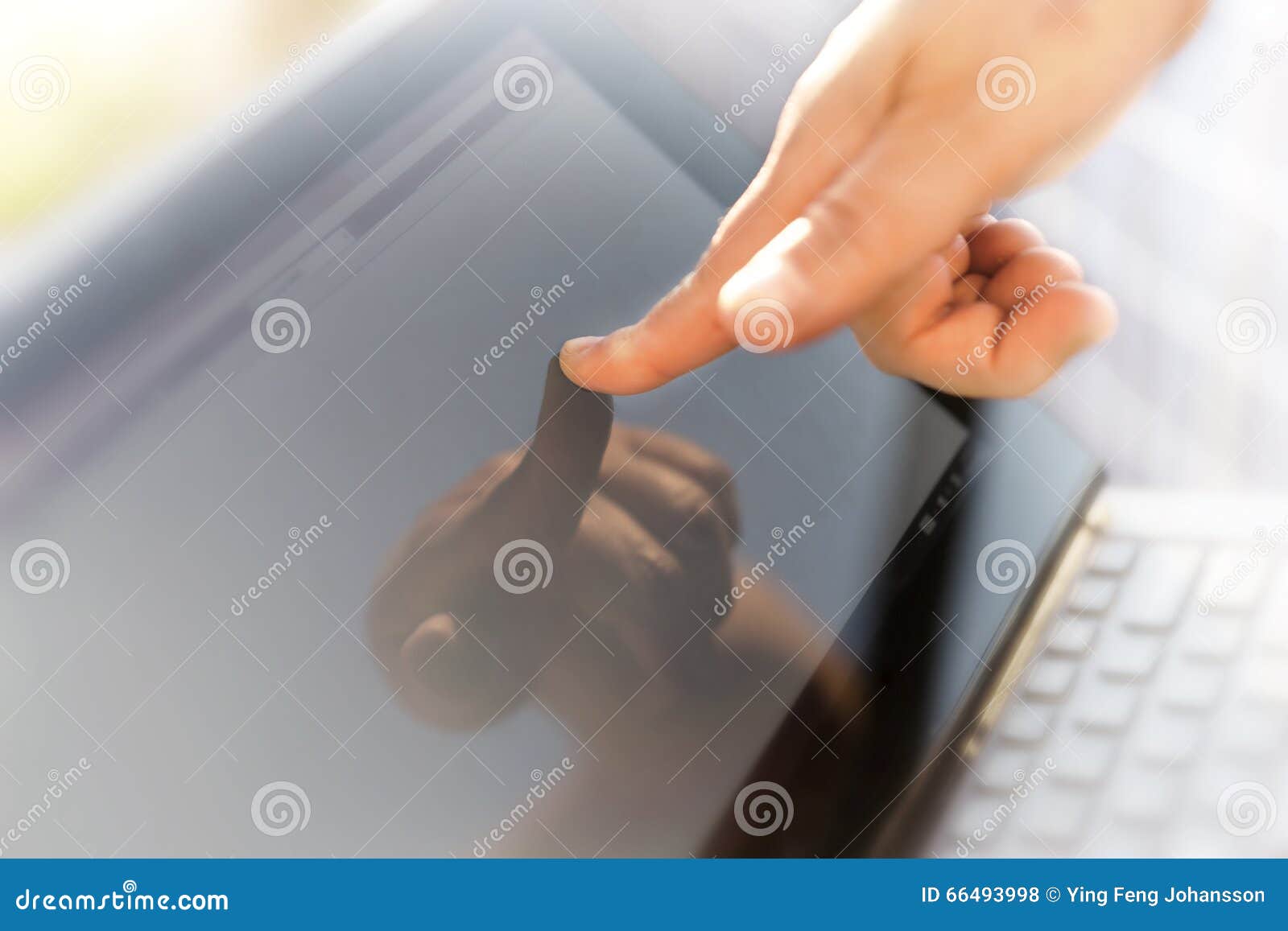 Finger on screen stock photo. Image of computer, touch - 66493998