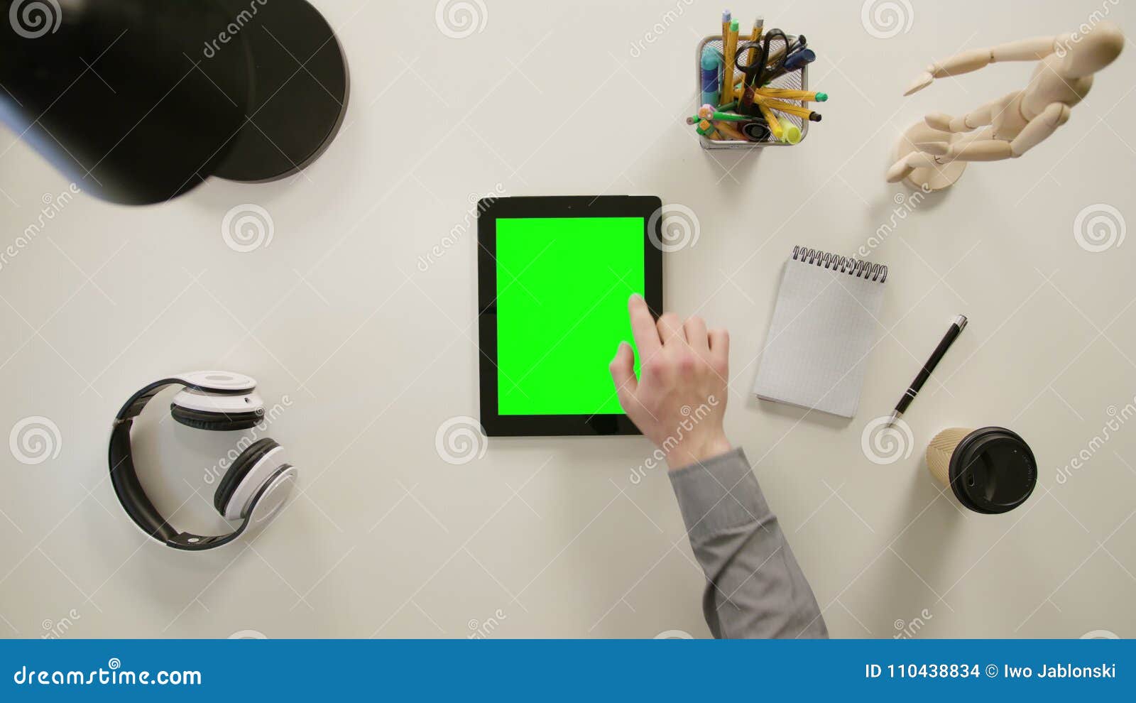 A Finger Scrolling on the Green Touchscreen Stock Photo - Image of ...