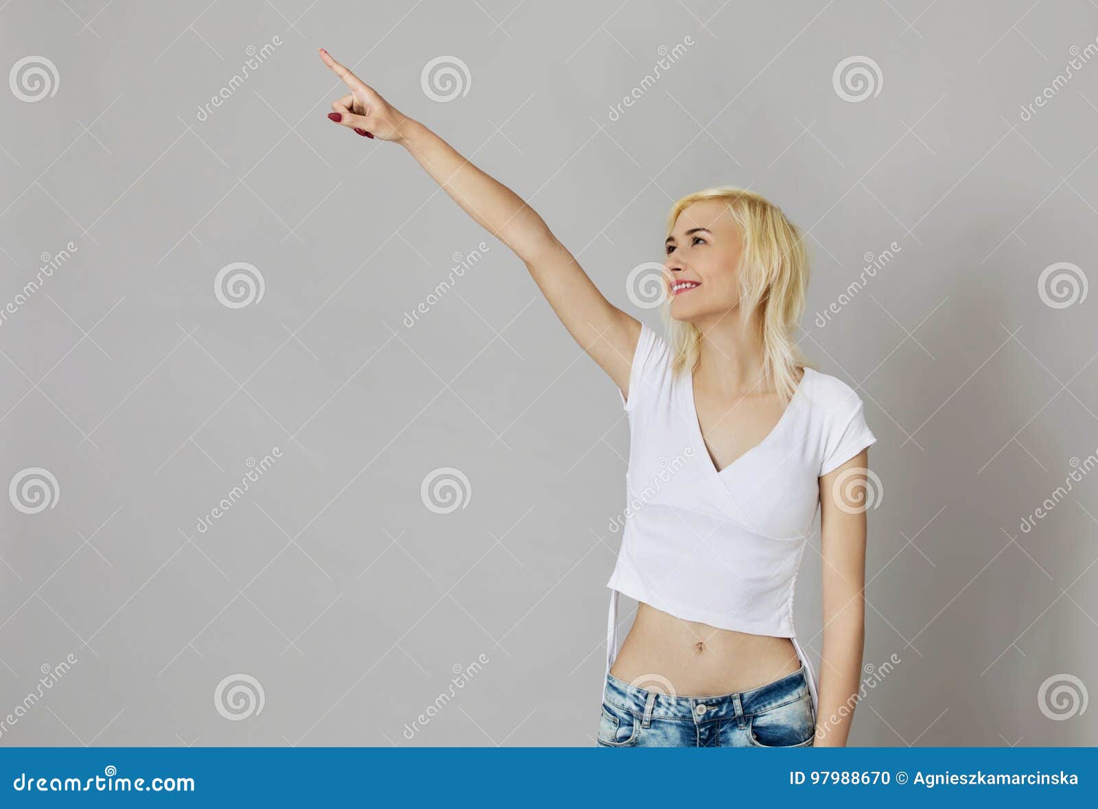 Finger showing on side. stock photo. Image of gesturing - 97988670