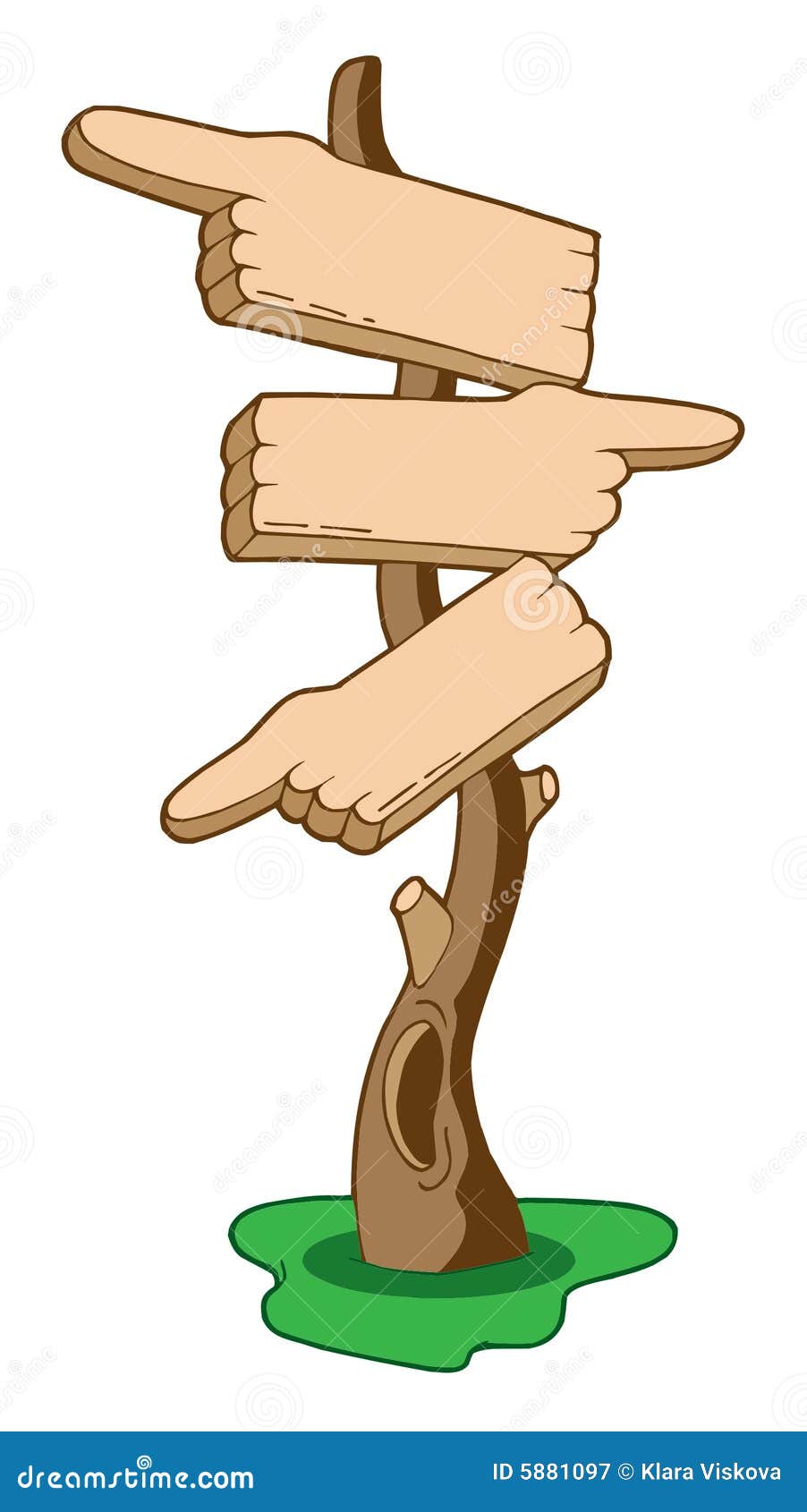 Finger signs on tree stock vector. Illustration of directions - 5881097