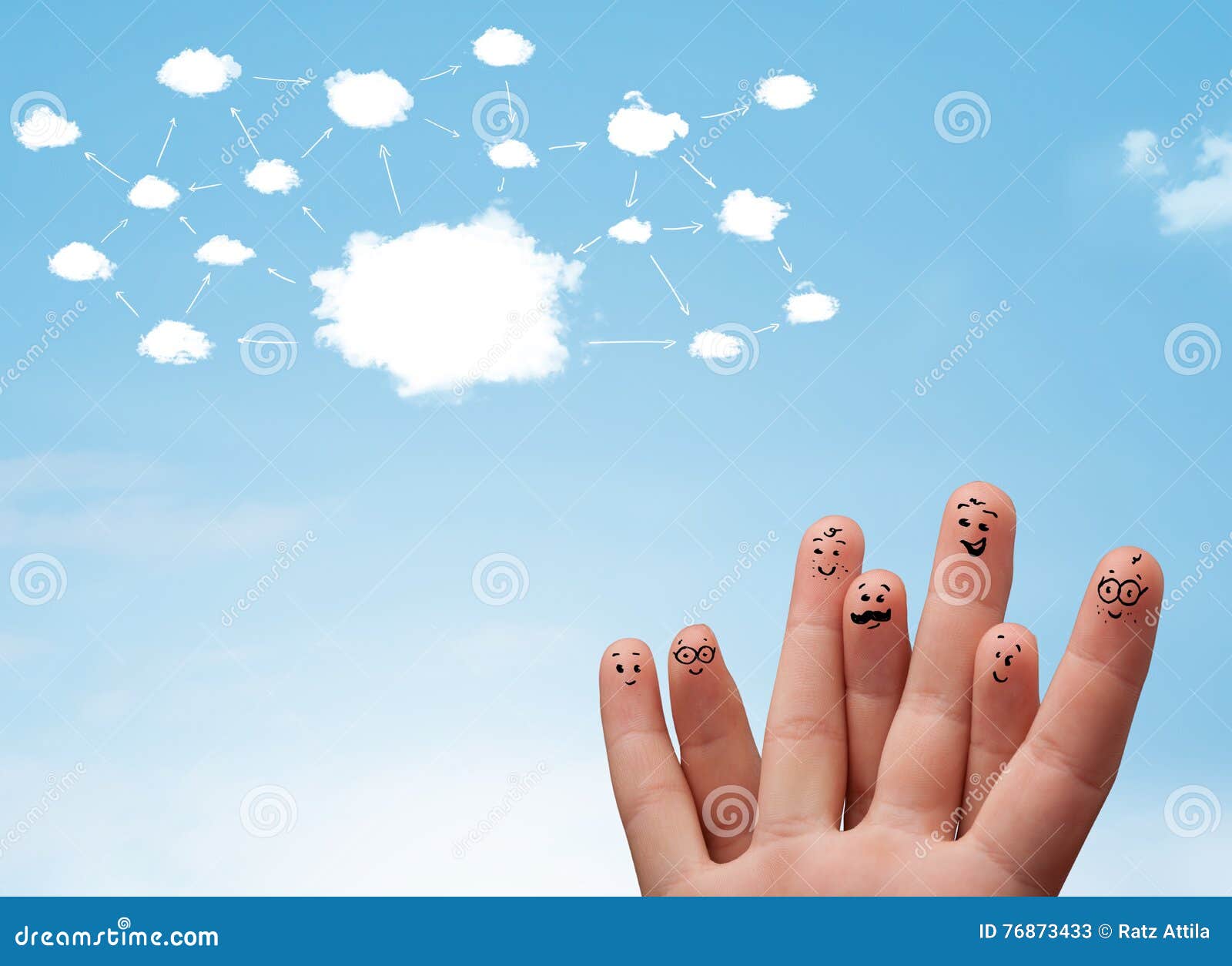 Finger Smiley With Cloud Network System Royalty-Free Stock Photography ...