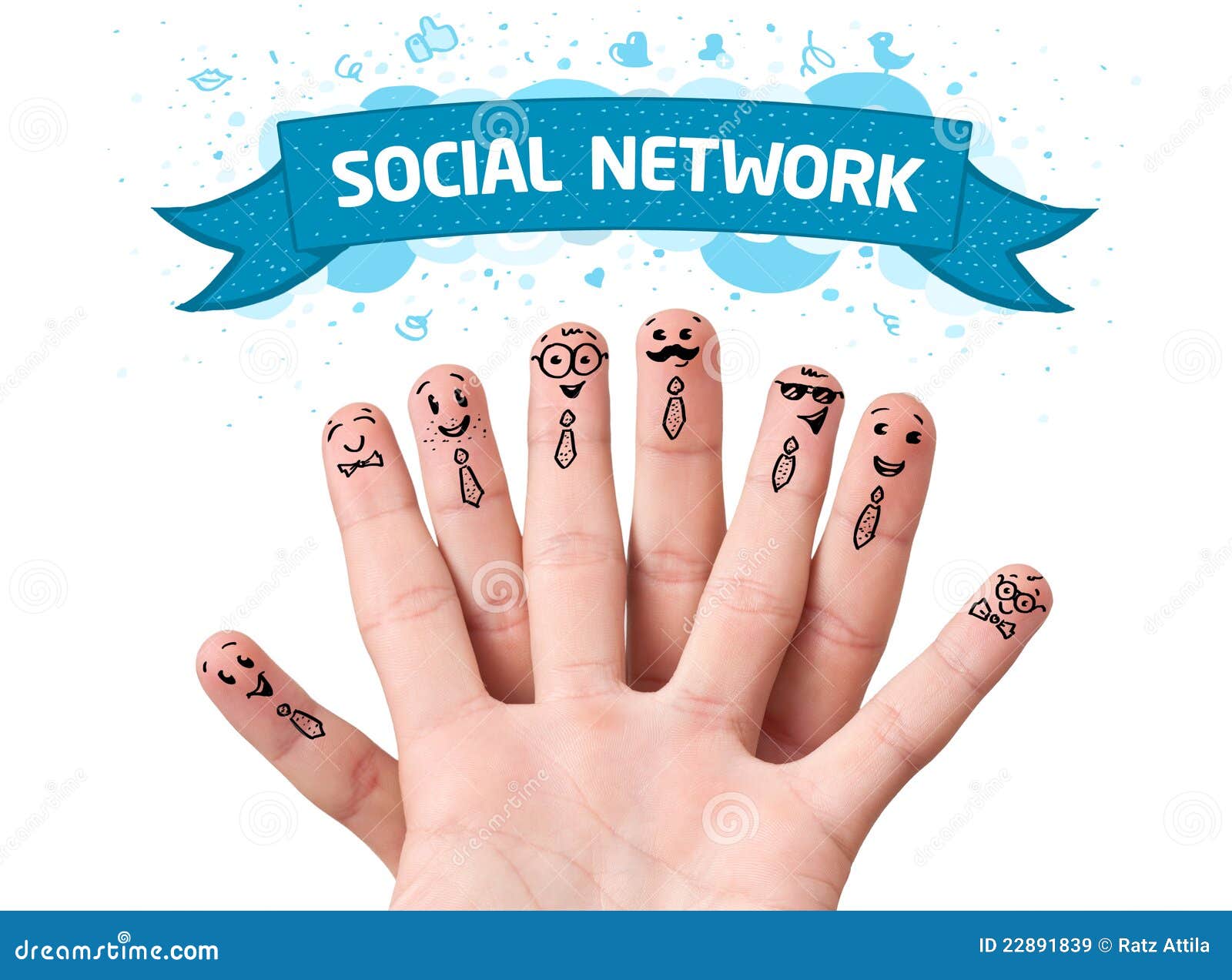 Finger Smileys with Social Network Sign Stock Image - Image of creative ...