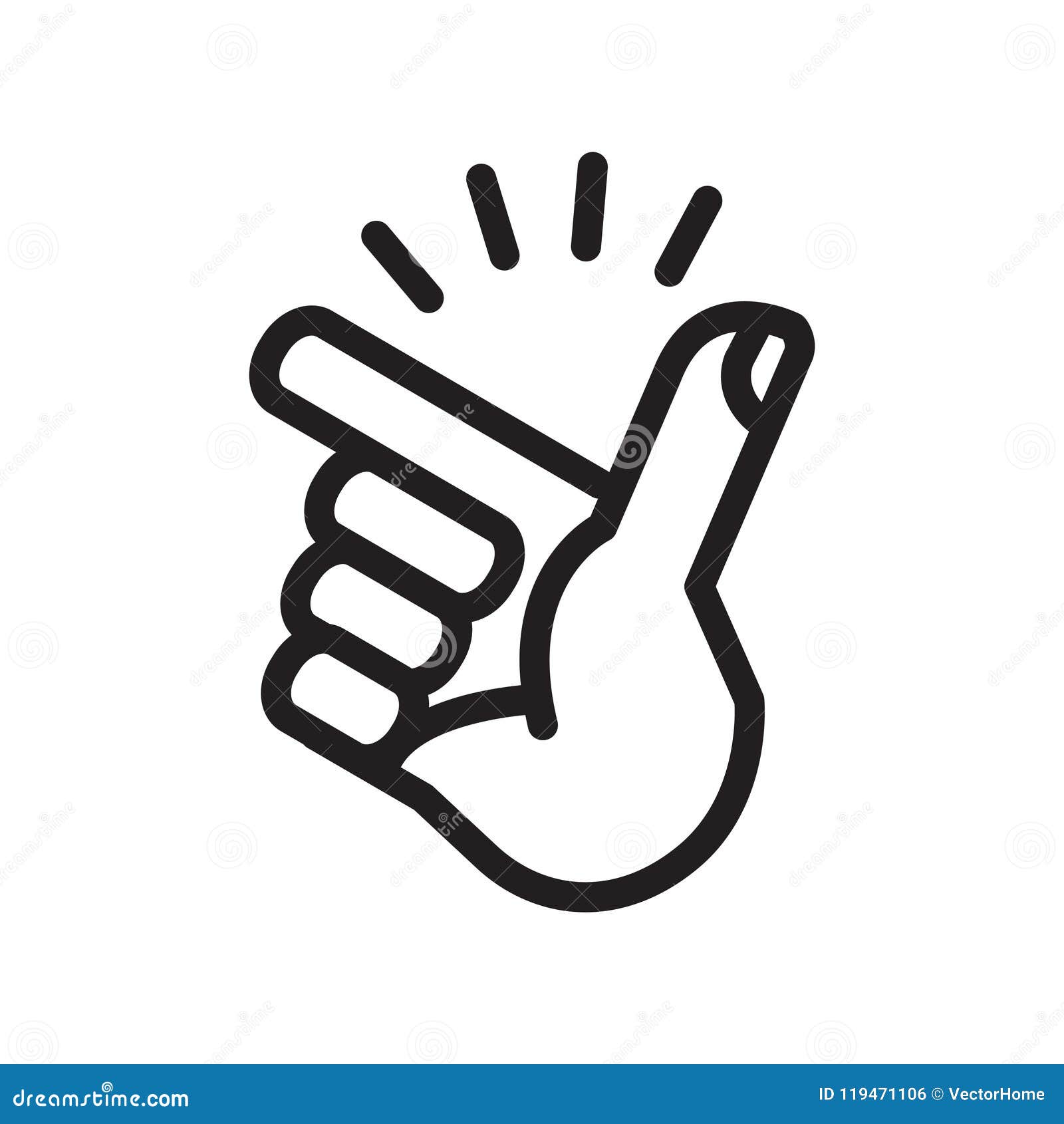 Finger Snapping Outlin, Hand Gesture. Easy Concept Expression ...