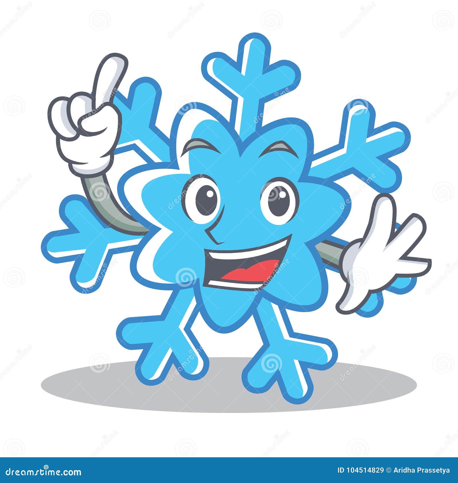 Finger Snowflake Character Cartoon Style Stock Vector - Illustration of ...