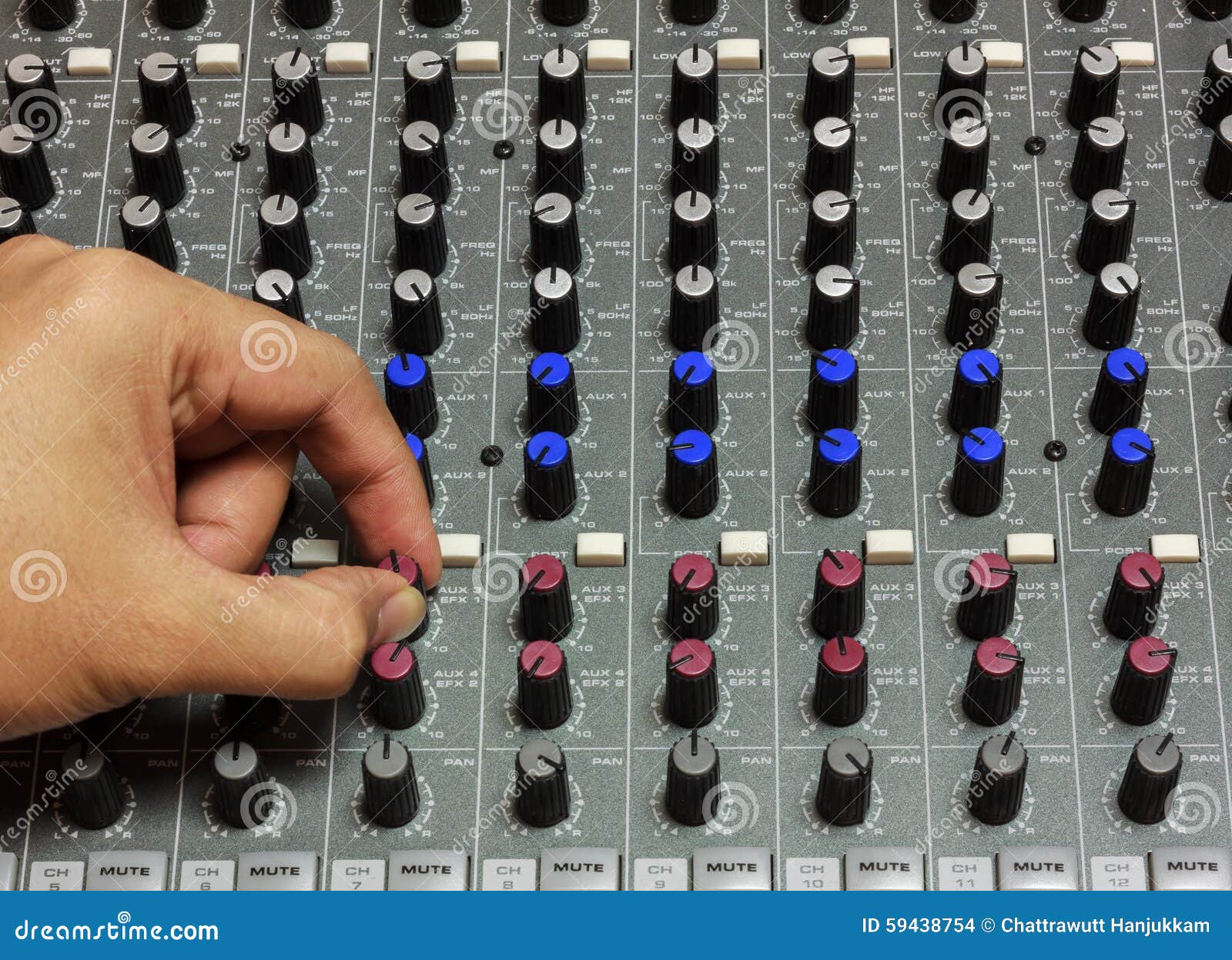 Sound Tuning On A Professional Electronic Mixer. Control Panel For ...