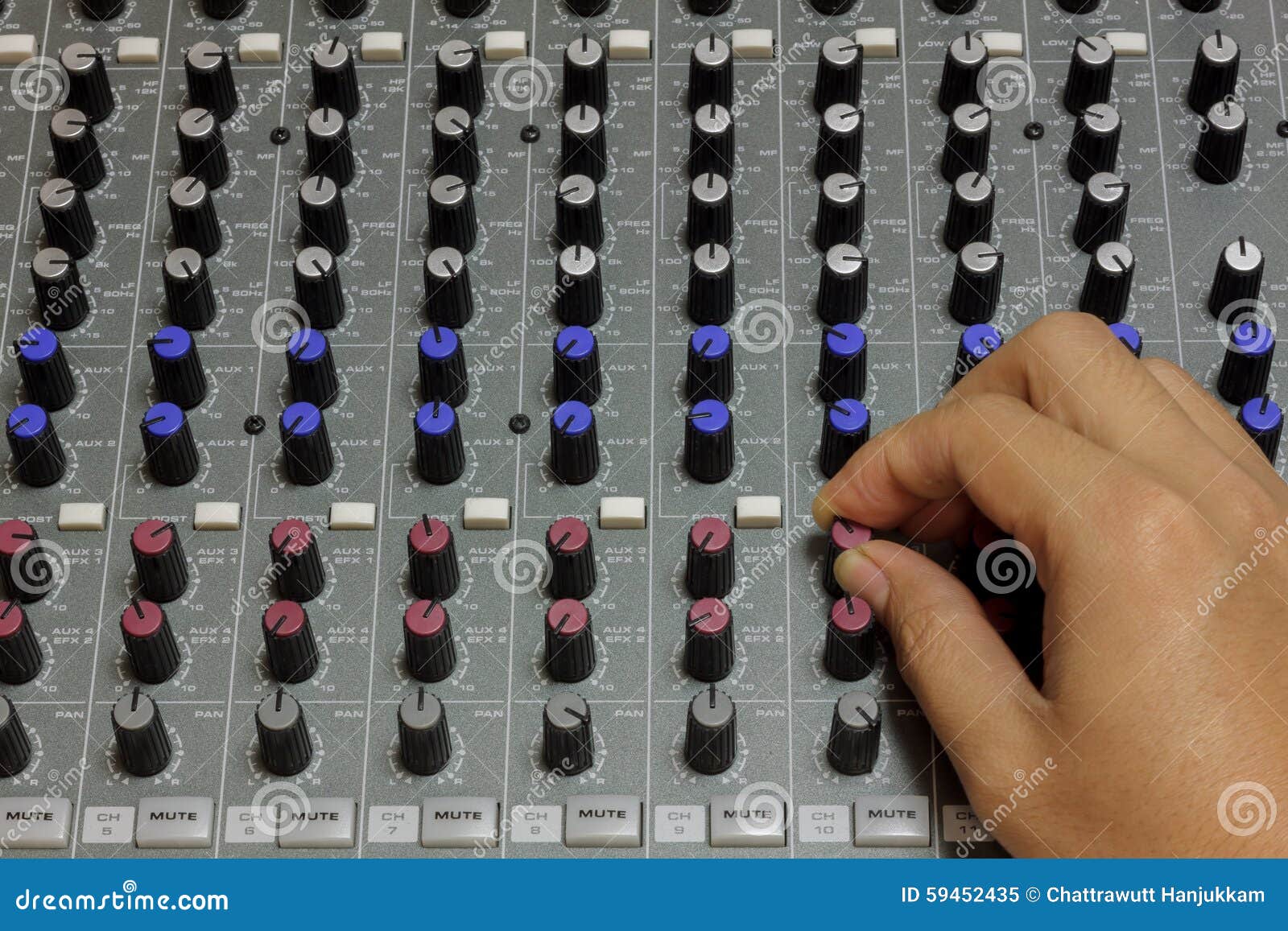 Sound Tuning On A Professional Electronic Mixer. Control Panel For ...