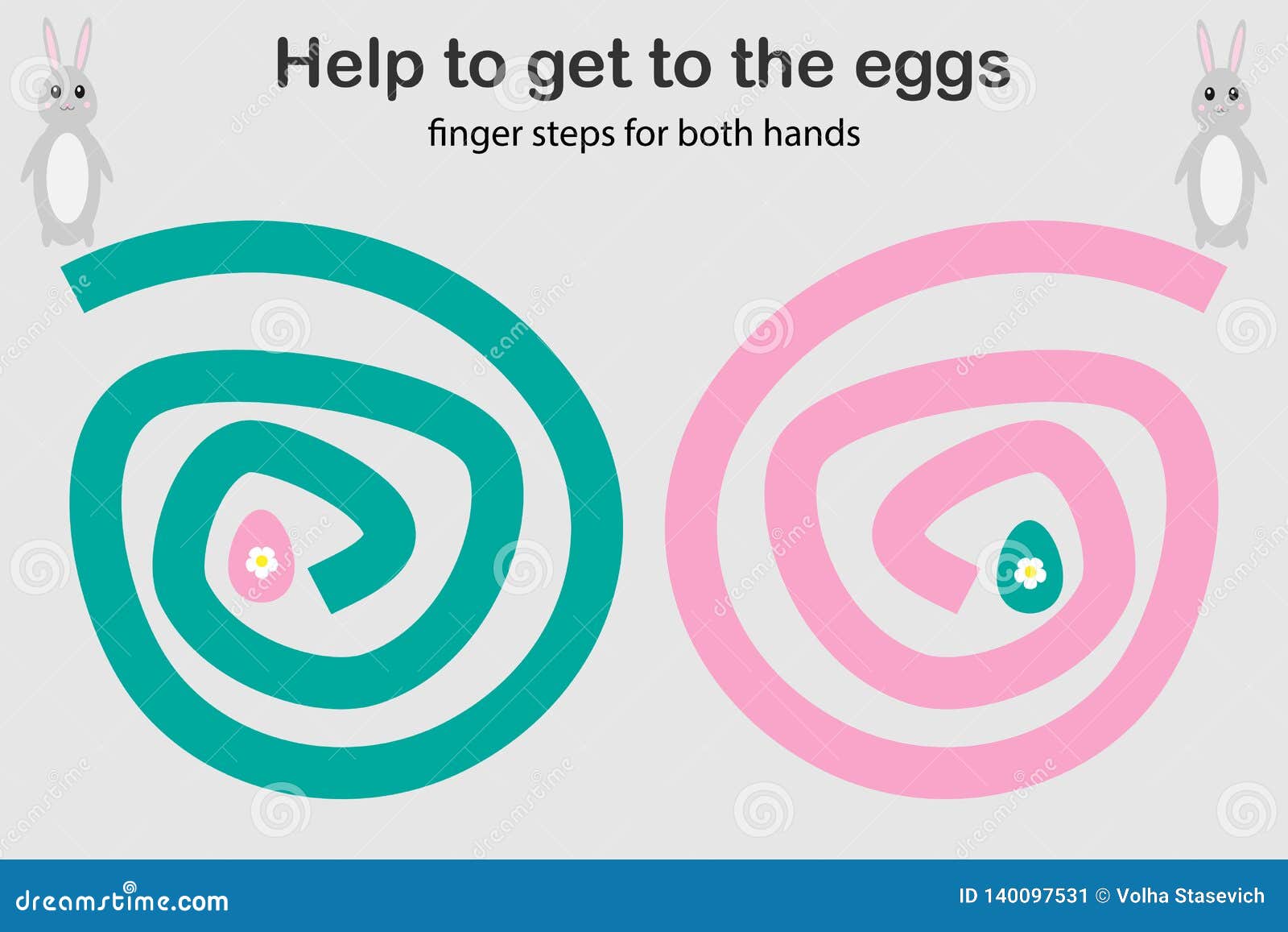 Finger Steps for Both Hand, Help the Bunny To Get To the Eggs ...