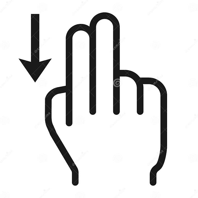 2 Finger Swipe Down Line Icon, Touch and Gesture Stock Vector ...