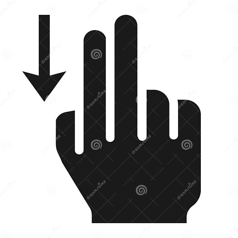 2 Finger Swipe Down Solid Icon, Touch and Gesture Stock Vector ...